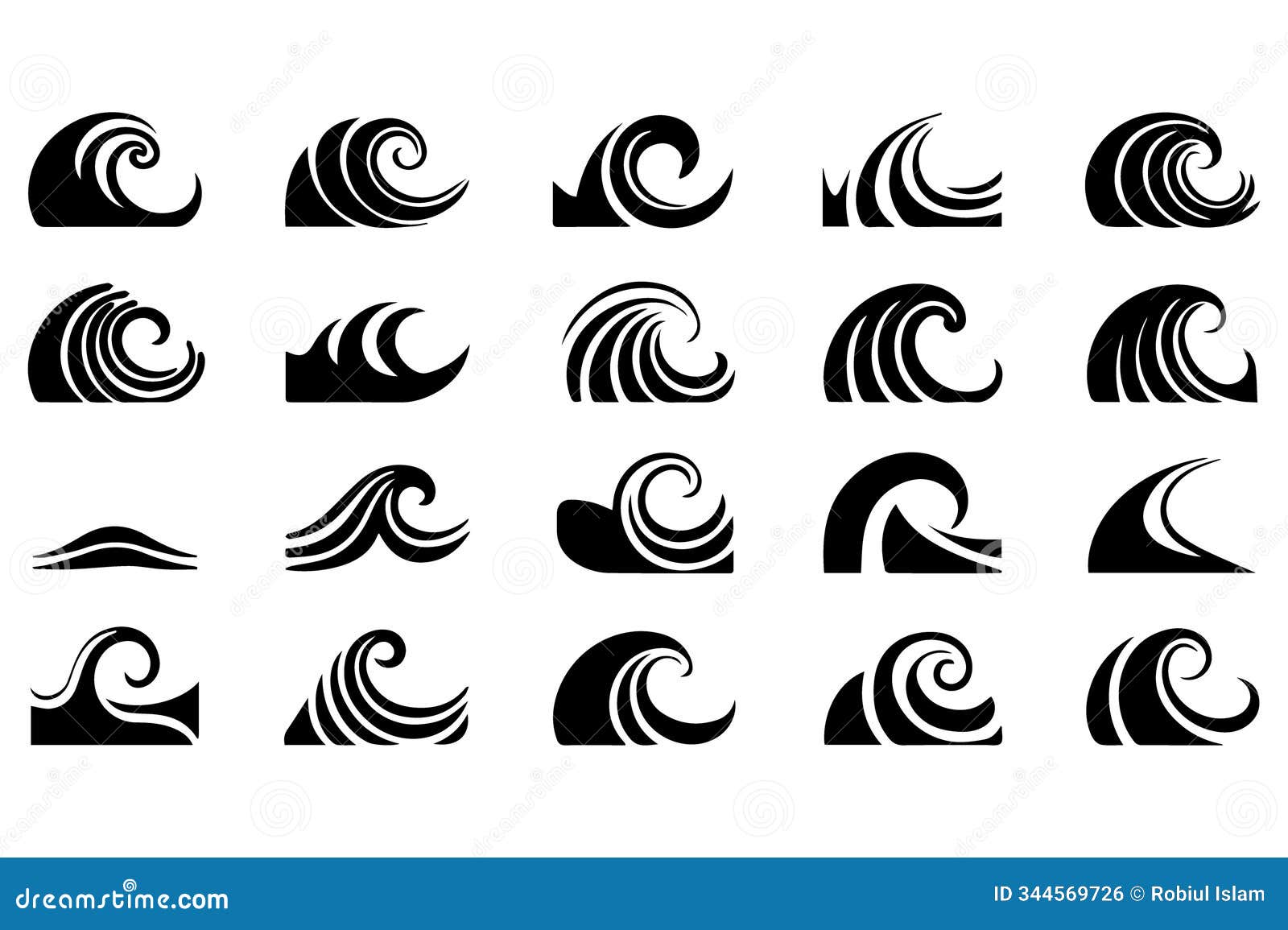 Water Wave Element Vector Design Collection Design Stock Illustration ...