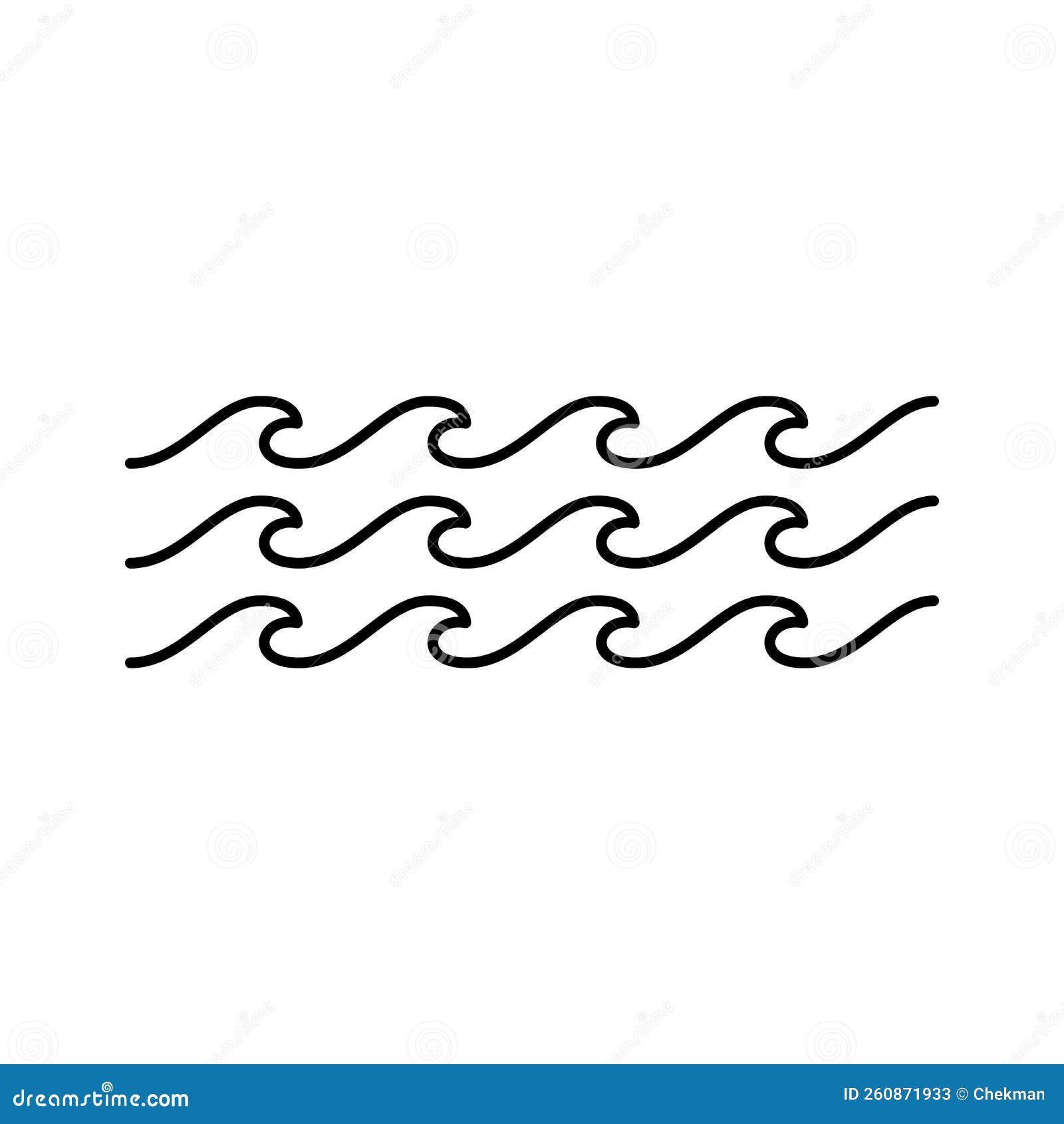 Water Wave Icon. Thin Linear Sign of Waves. Black Wave Icon Stock ...
