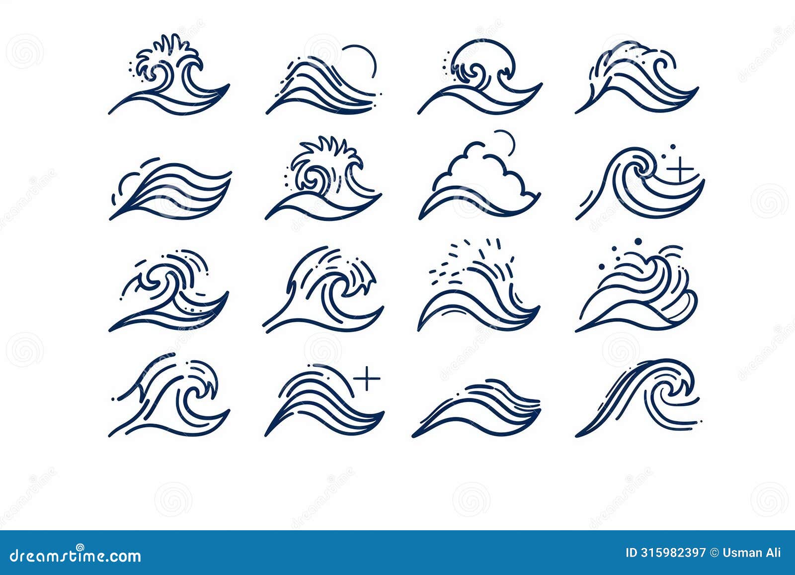 Water Wave Icon on White Background Stock Illustration - Illustration ...