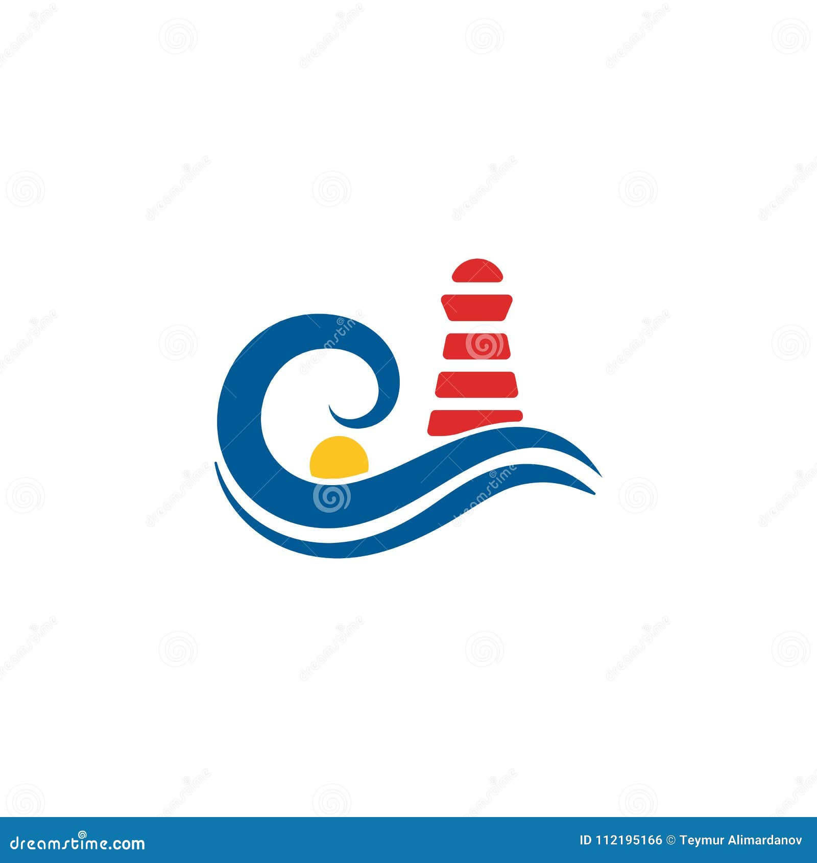 Water Wave and Lighthouse Logos Vector Illustration Stock Vector ...