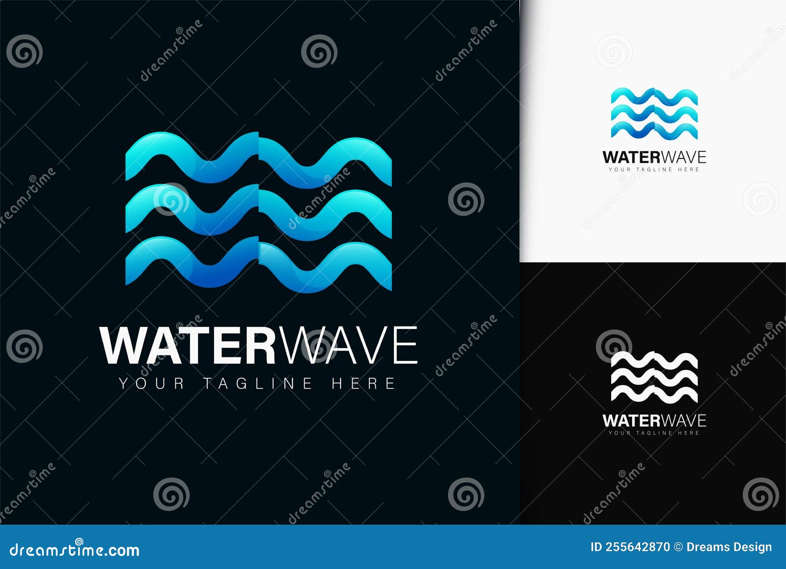Water Wave Logo Design with Gradient Stock Vector - Illustration of ...