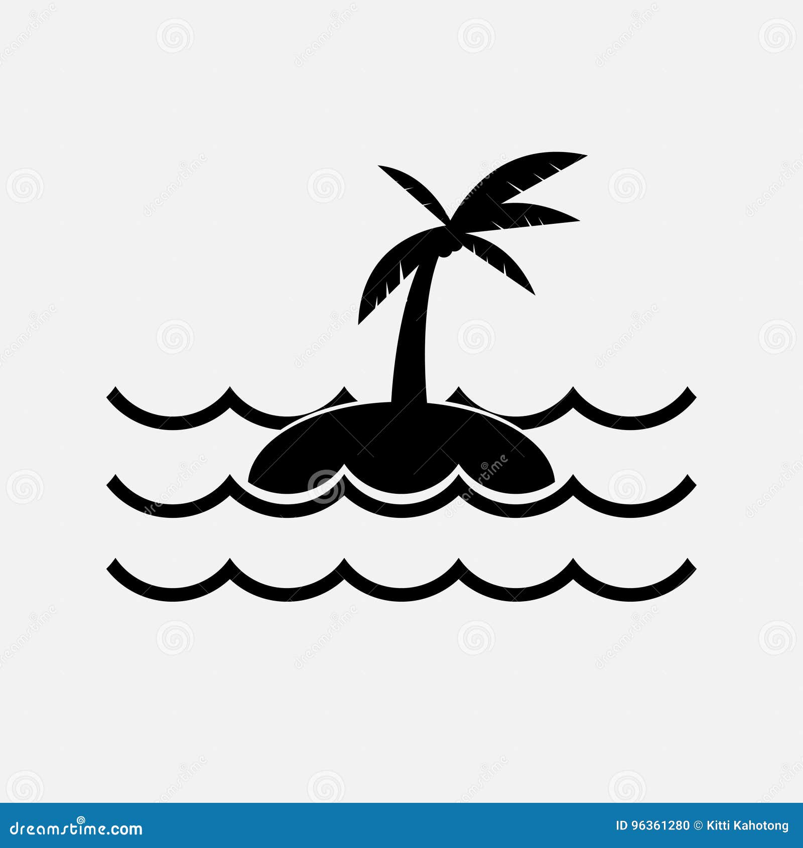 Water Wave with Small Island Symbol , Icon Stock Illustration ...