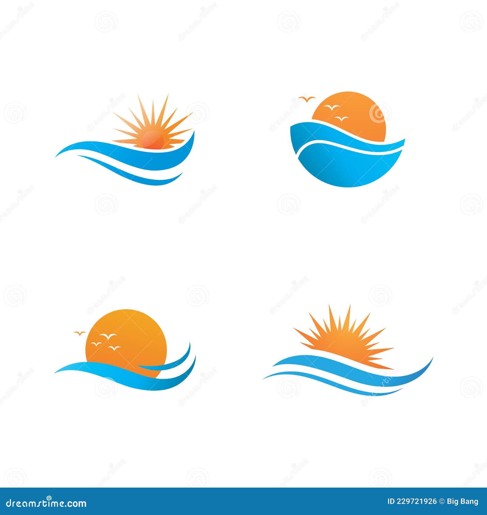 Water Wave and Sun Vector Symbol Stock Vector - Illustration of water ...