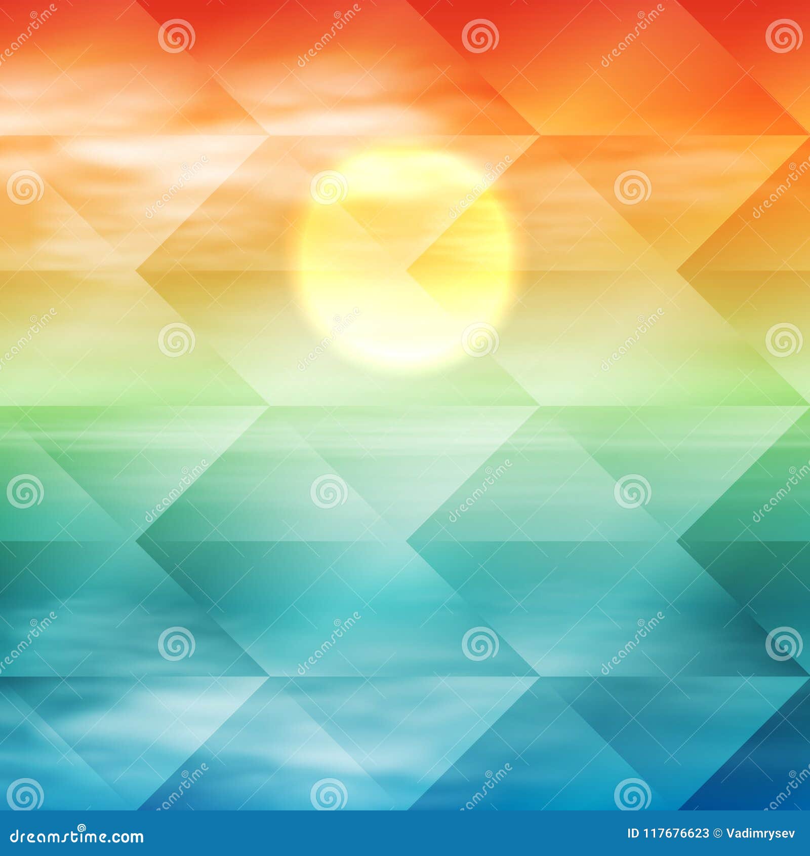Water Wave in Sunset Time. Geometric Background. Stock Vector ...