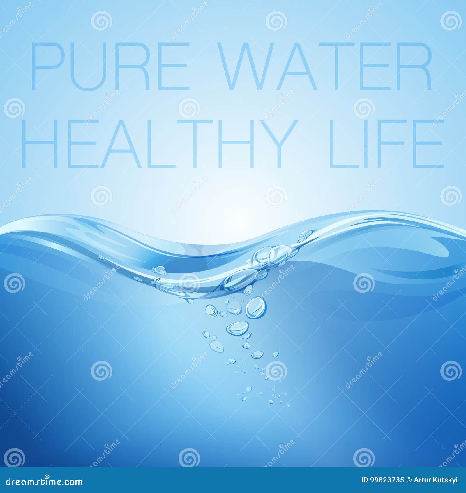 Water Wave Transparent Surface with Bubbles. Pure Water Healthy Life ...