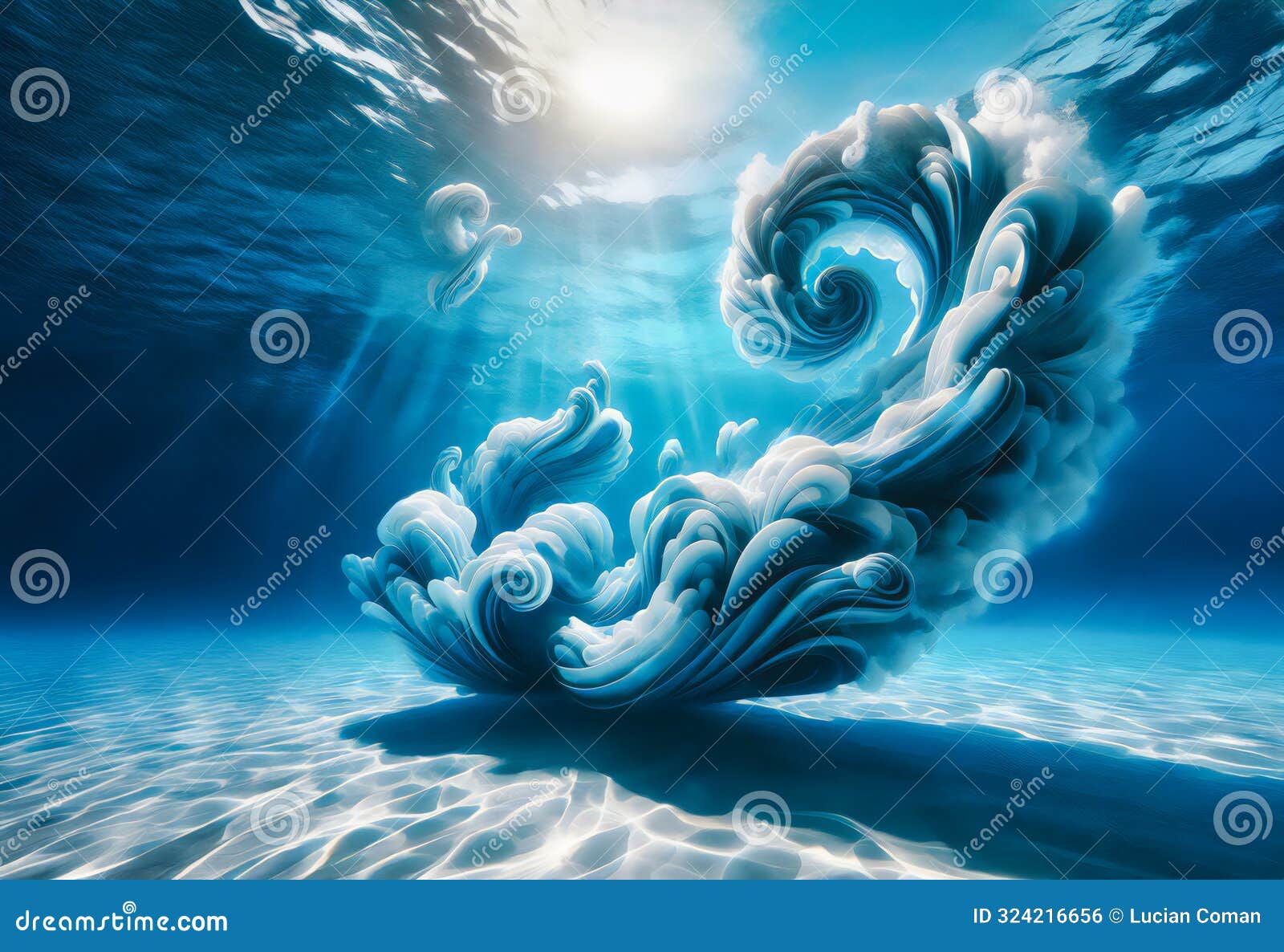 Water Wave Underwater Blue Swimming Pool Wide Panorama White Background ...