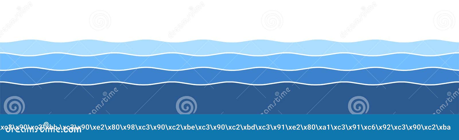 Water Waves Background. Sea, Ocean or River Concept. Flat Style. Vector ...