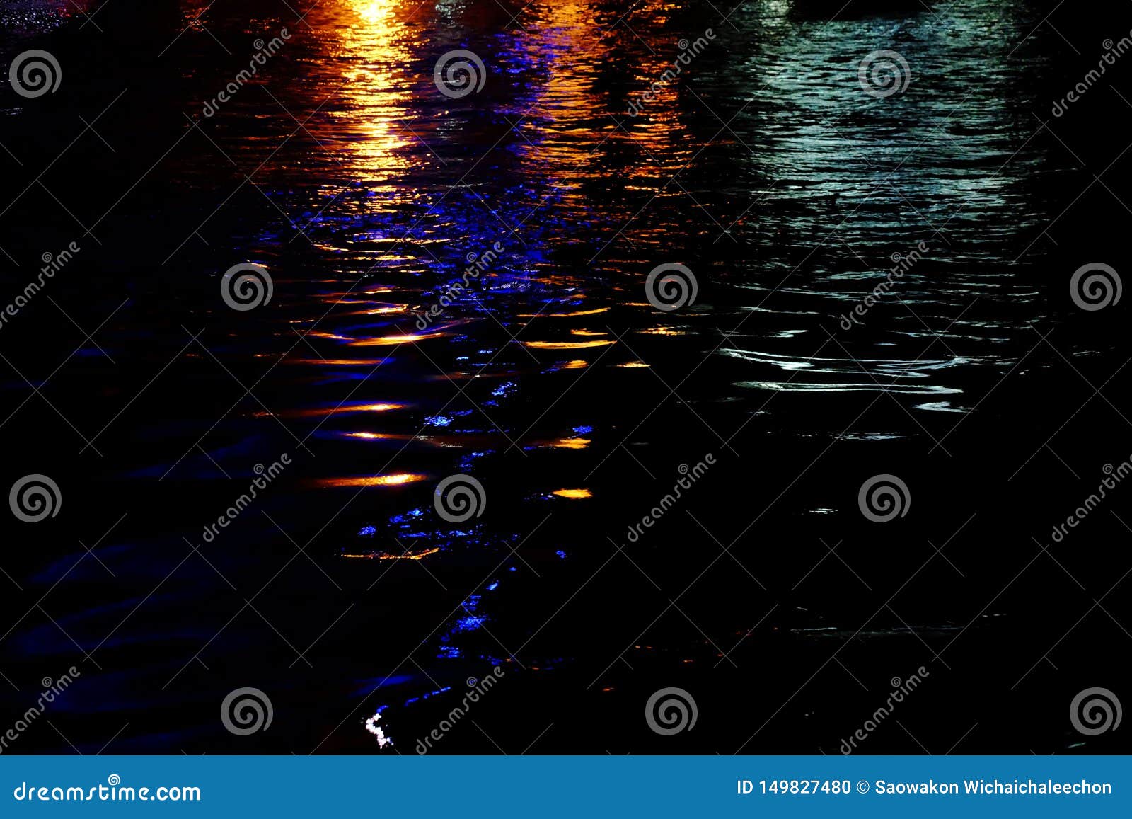 Blurred Colorful Lights Reflection on River Surface Stock Photo - Image ...