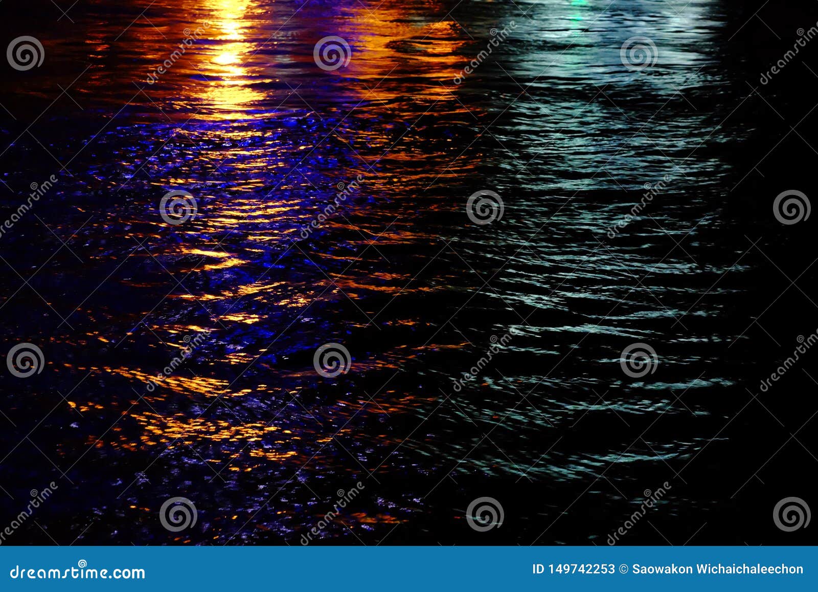 Blurred Colorful Lights Reflection on River Surface Stock Image - Image ...