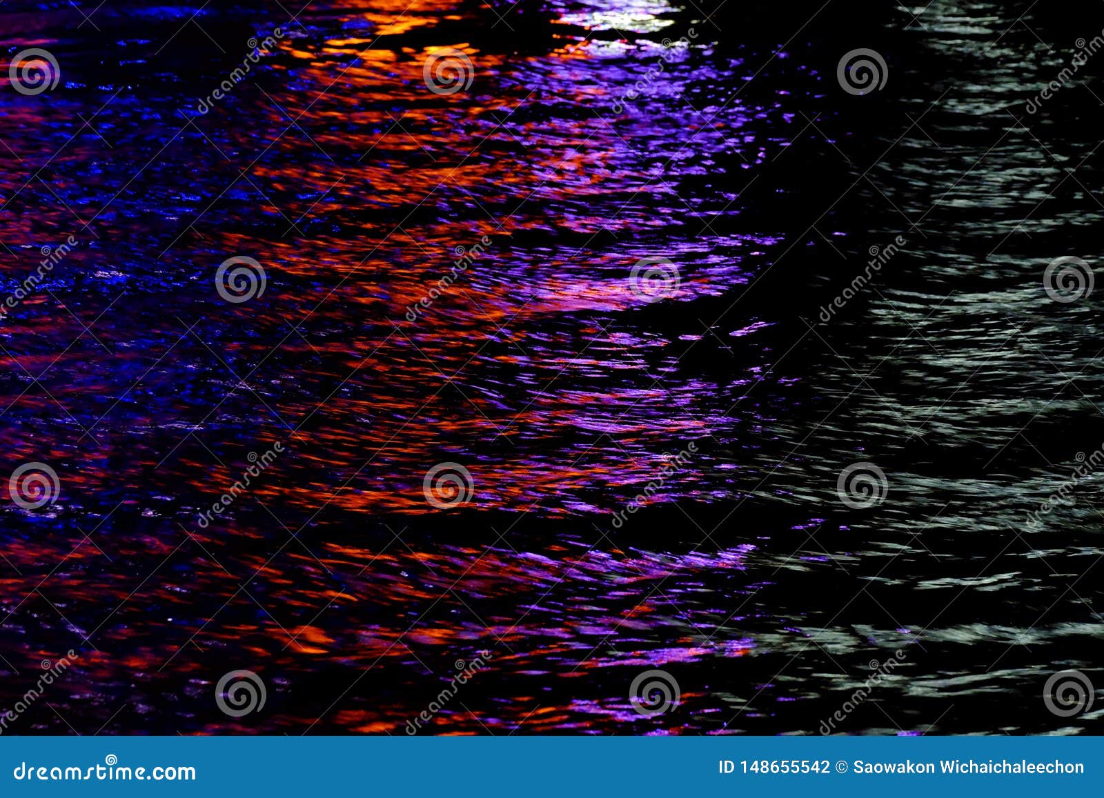 Blurred Reflection Colorful Lights on River Surface Stock Photo - Image ...