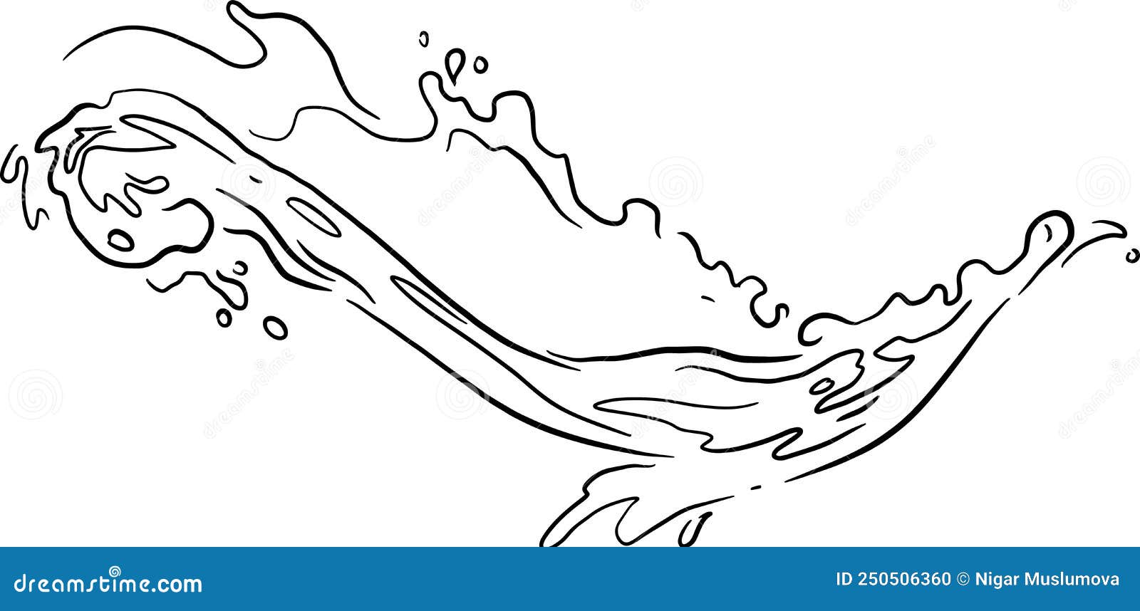 Water, Waves, Hand Draw Line Vector Illustration Stock Vector ...