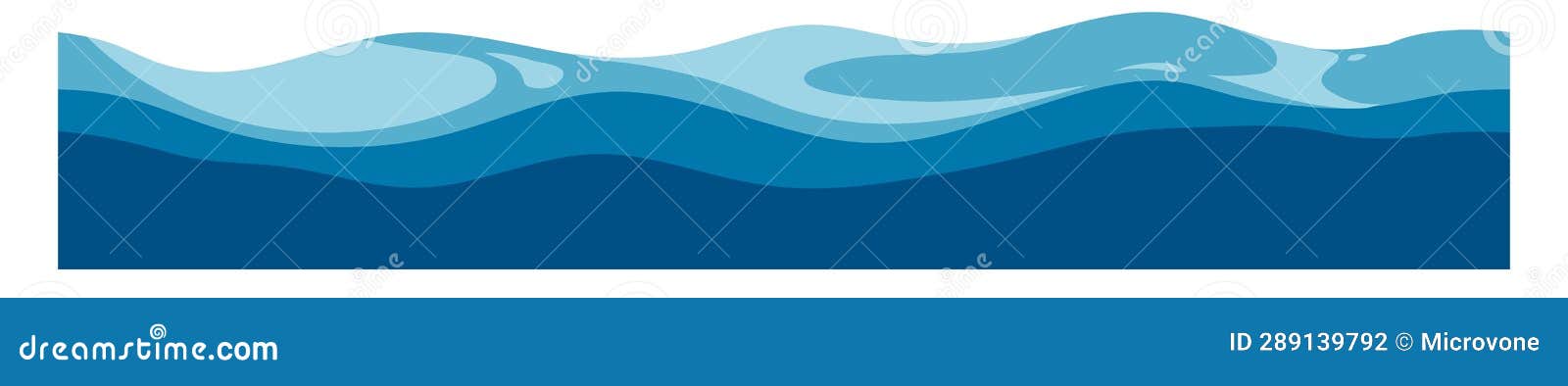 Water Waves Horizontal Border. Cartoon Ocean Pattern Stock Vector ...