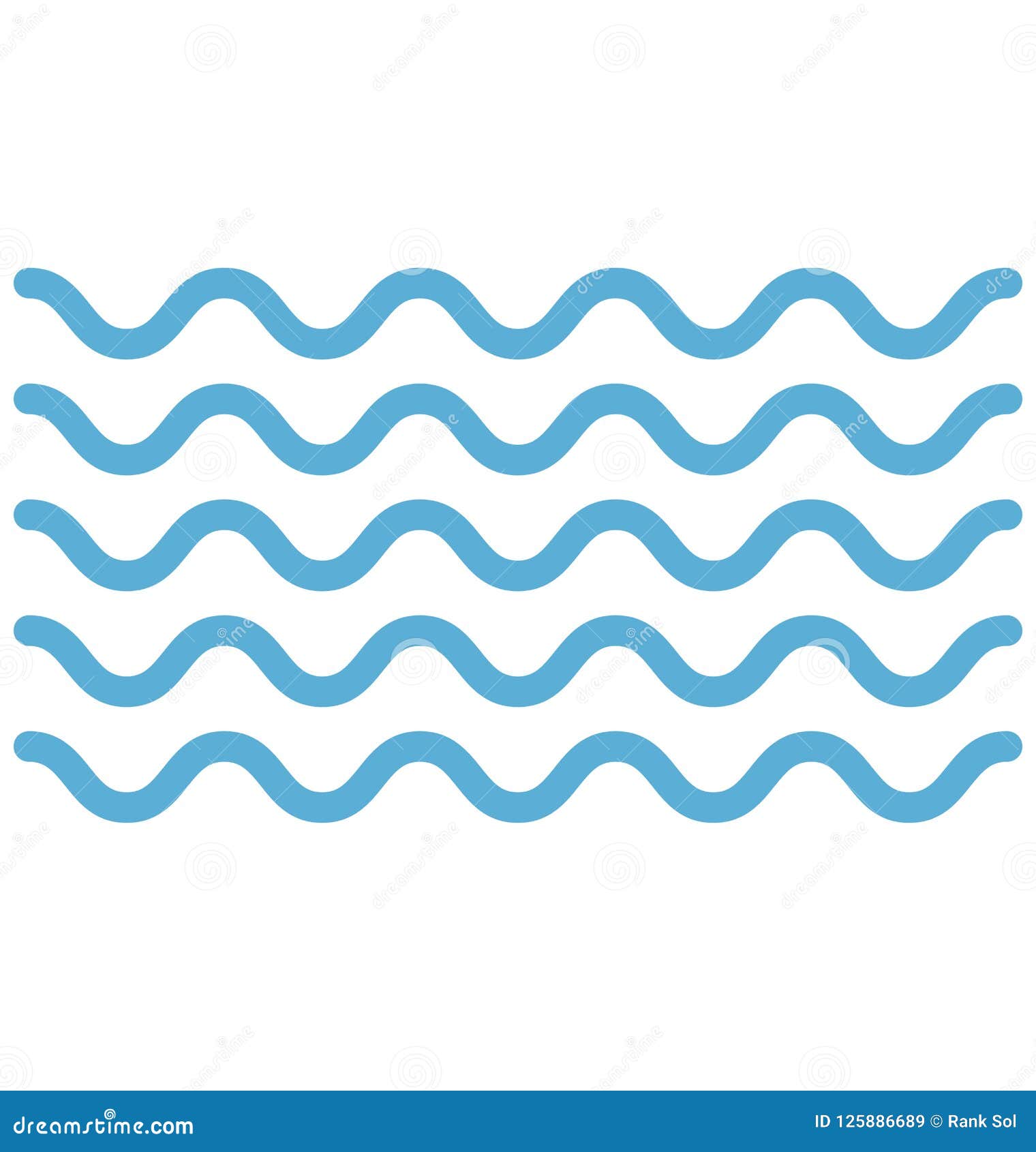 Water Waves, Ocean Color Isolated Vector Icon Stock Vector ...