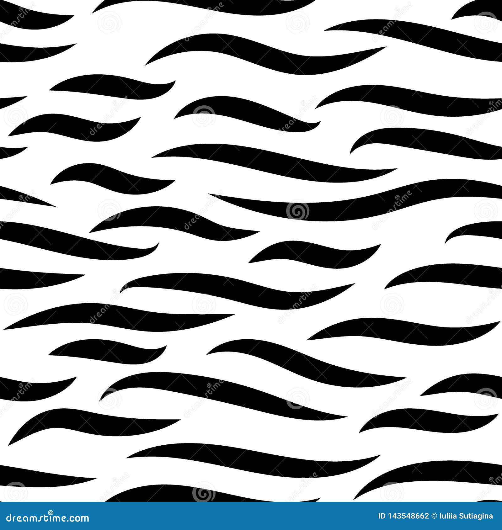 Water Waves Seamless Pattern, Curve Lines. Black Rhythmic Waves Stock ...