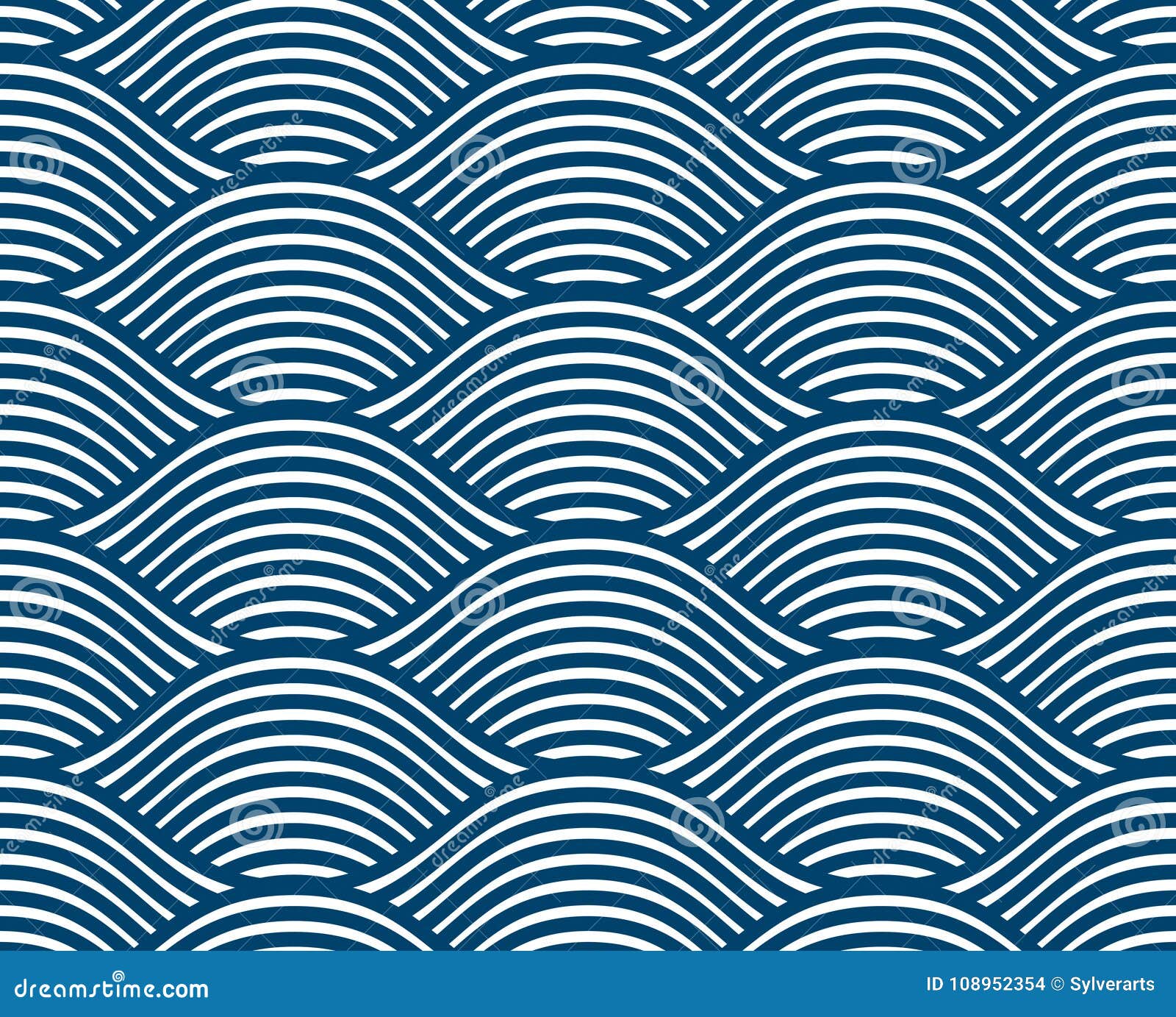 Water Waves Seamless Pattern Vector Curve Lines Abstract Repeat 108952354