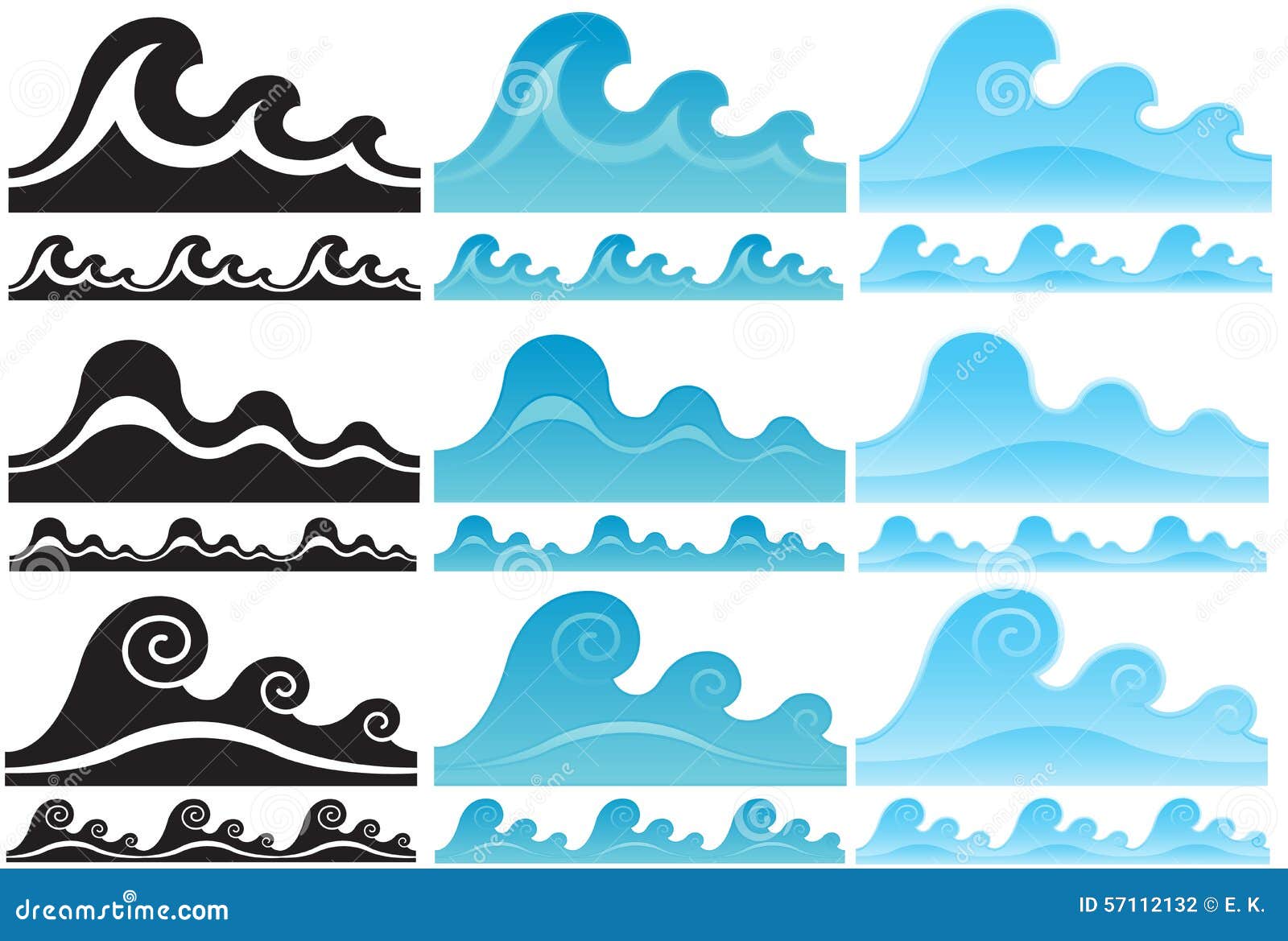 Water waves set stock vector. Illustration of summer - 57112132