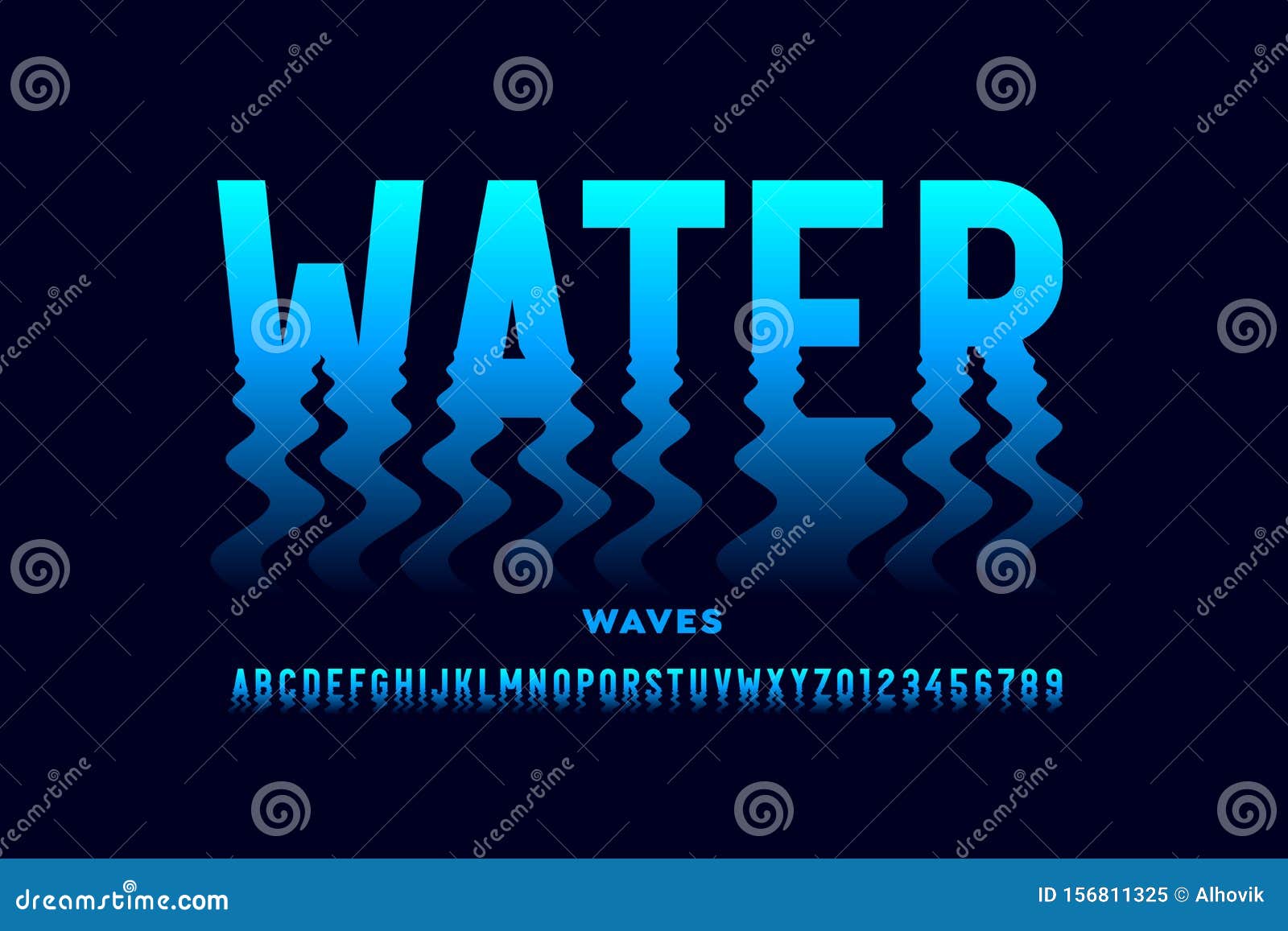 Ripple Font. Wavelike Curve English Alphabet, Vertical Smooth Recurring ...