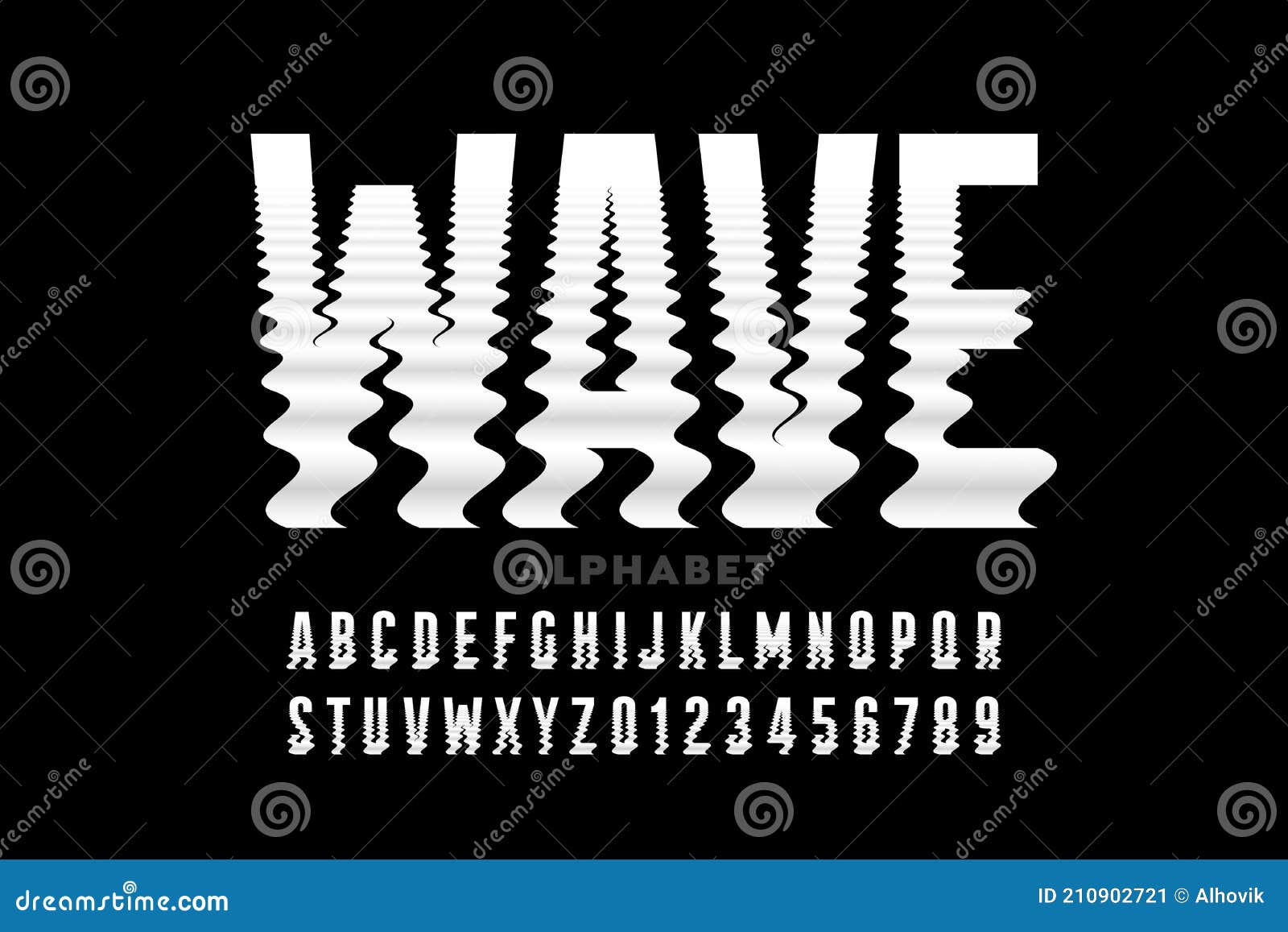 Ripple Font. Wavelike Curve English Alphabet, Vertical Smooth Recurring ...