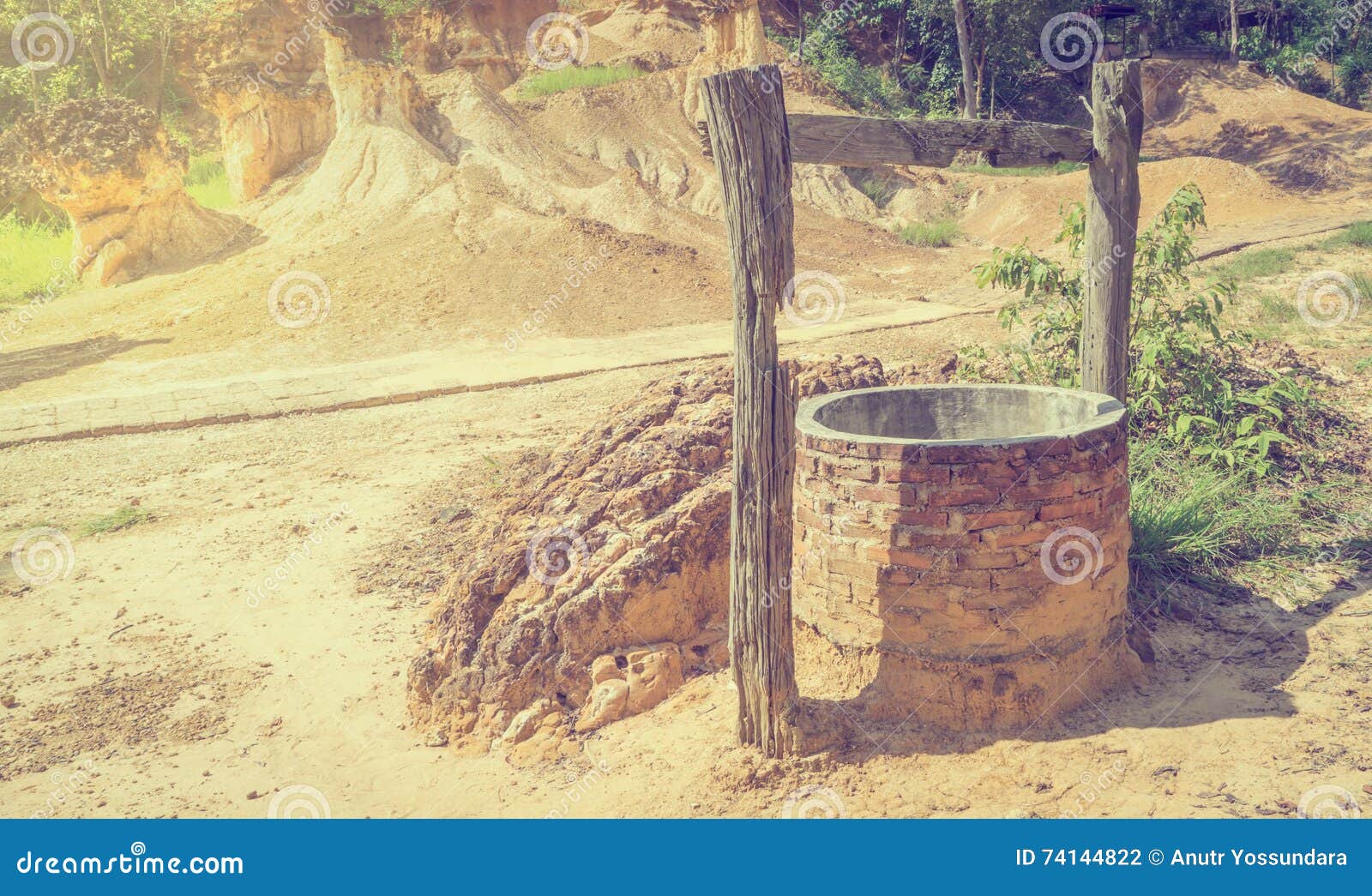 Water well in dry land stock photo. Image of agricultural - 74144822