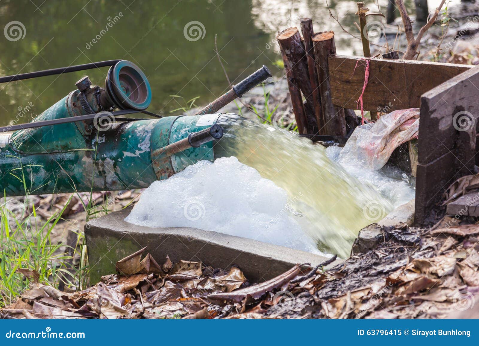 Water from a Well Filled a Pond for Irrigation Stock Image - Image of ...
