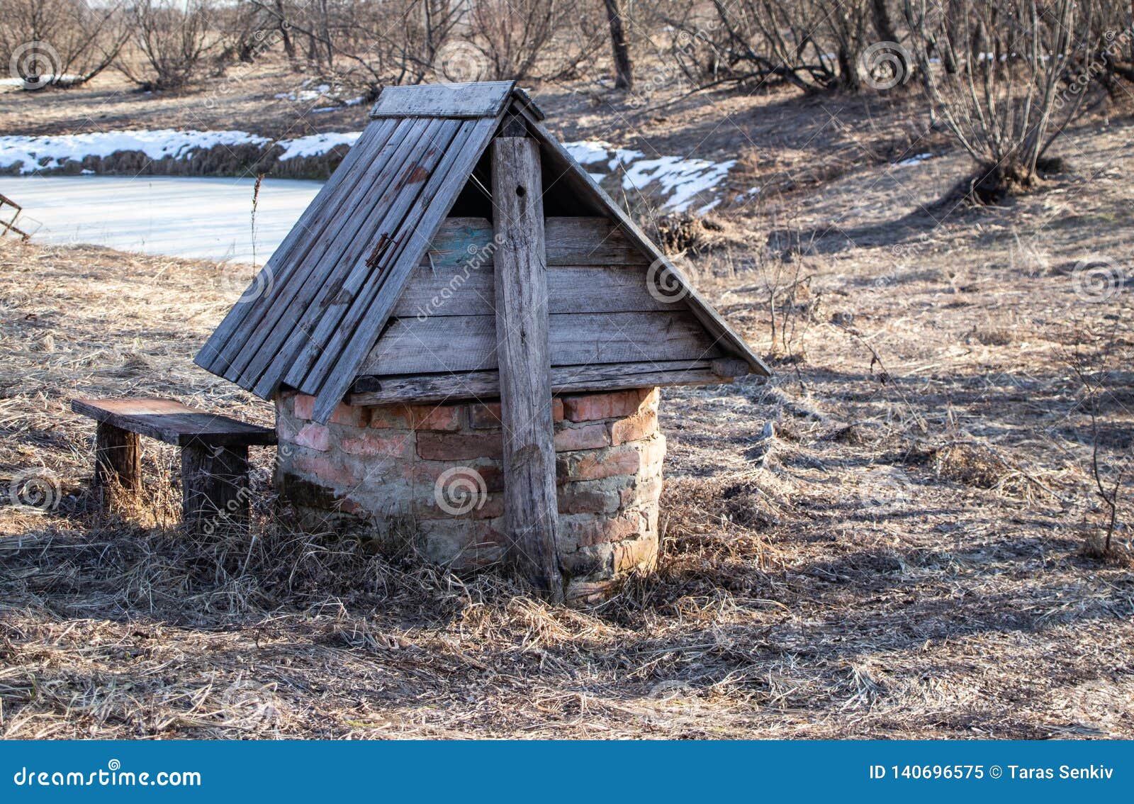 Water well old rustic. stock image. Image of wooden - 140696575