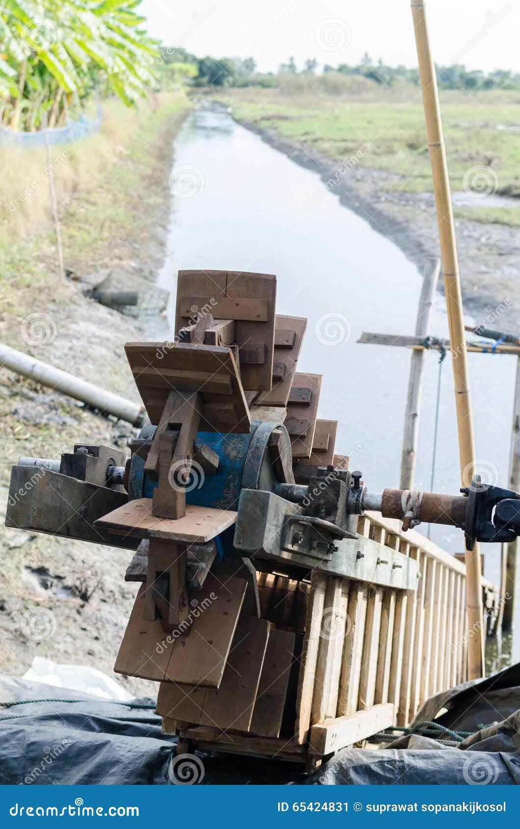 Water Wheel for Catch Fish Vintage Focus on Front Stock Image - Image ...