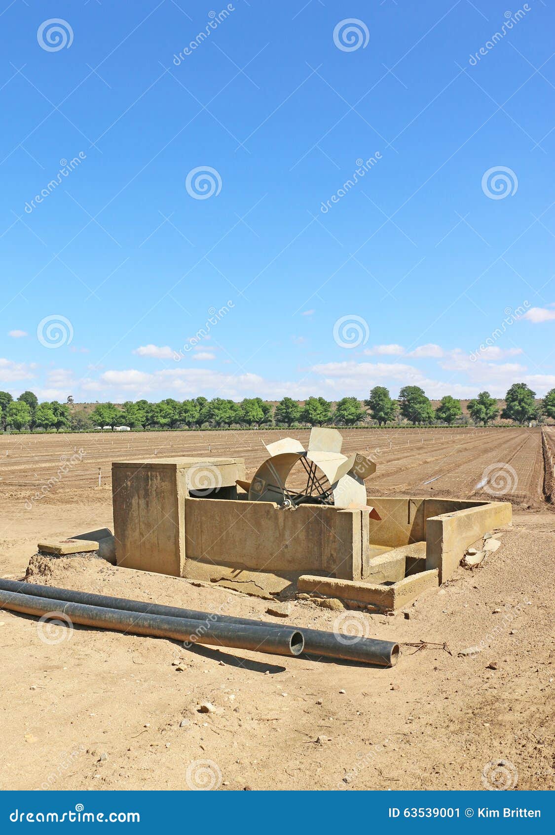 Water Wheel Driven Pump Irrigation System Stock Image - Image of blue ...