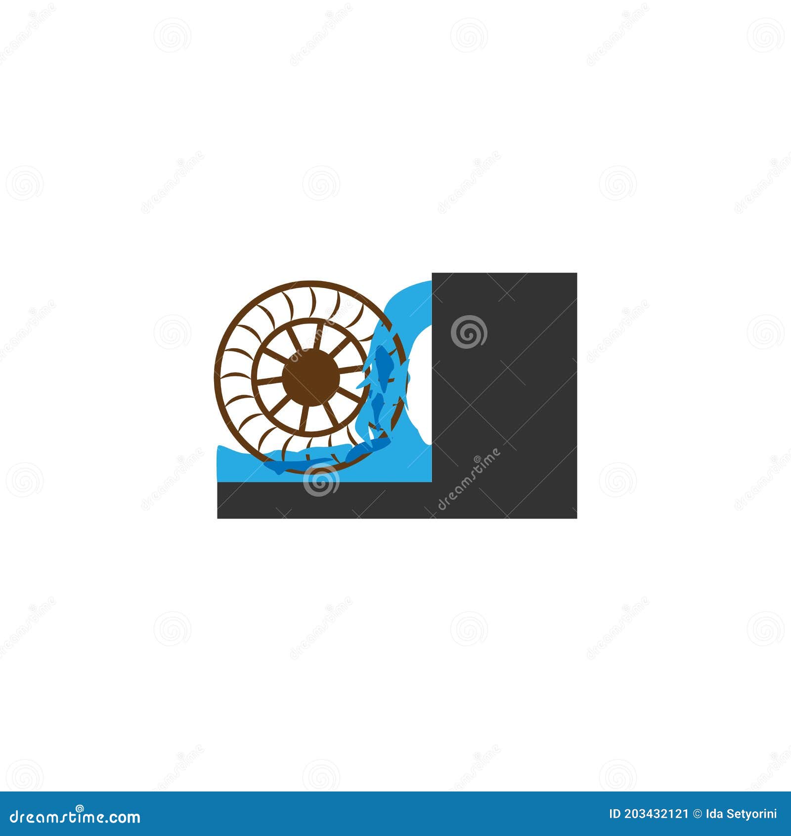 Water wheel logo stock vector. Illustration of simple - 203432121