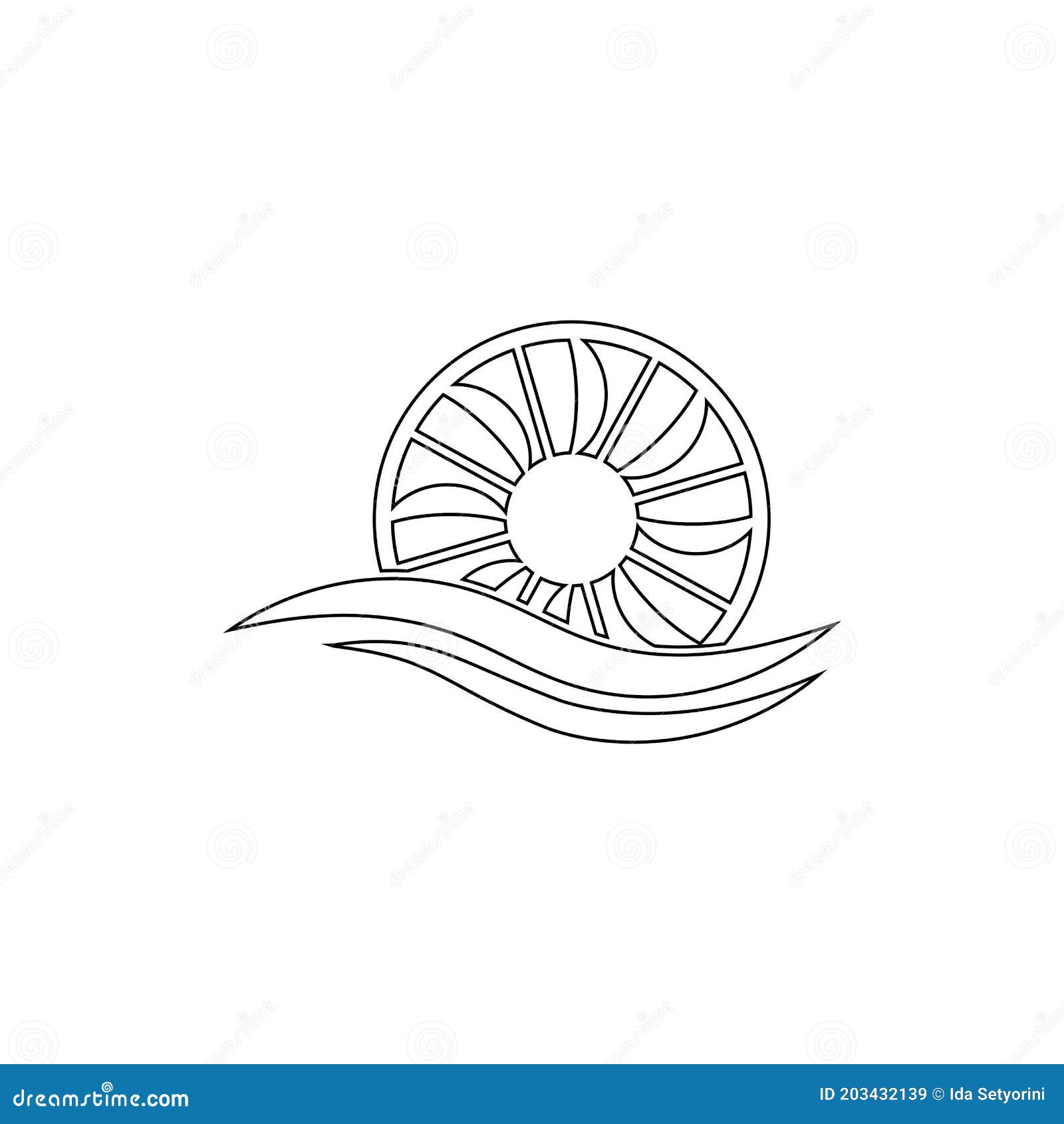 Water wheel logo stock vector. Illustration of liquid - 203432139