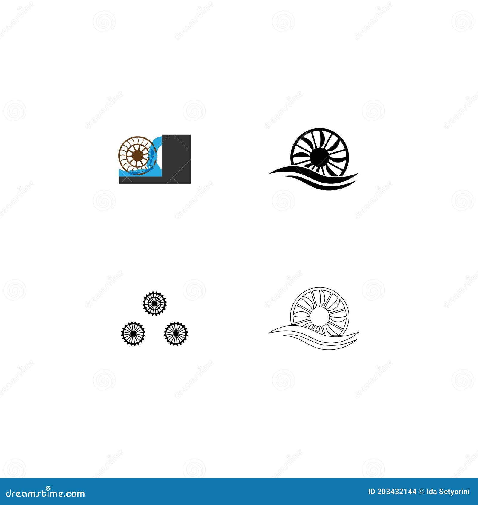 Water wheel logo stock vector. Illustration of sign - 203432144