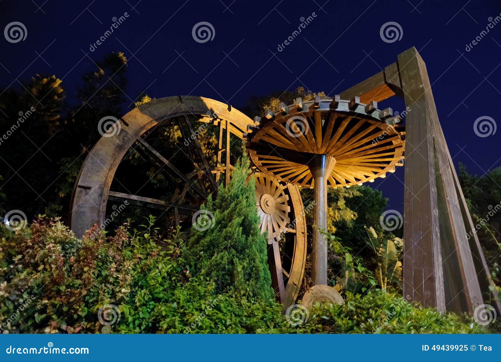 Water wheel structure stock image. Image of landscape - 49439925