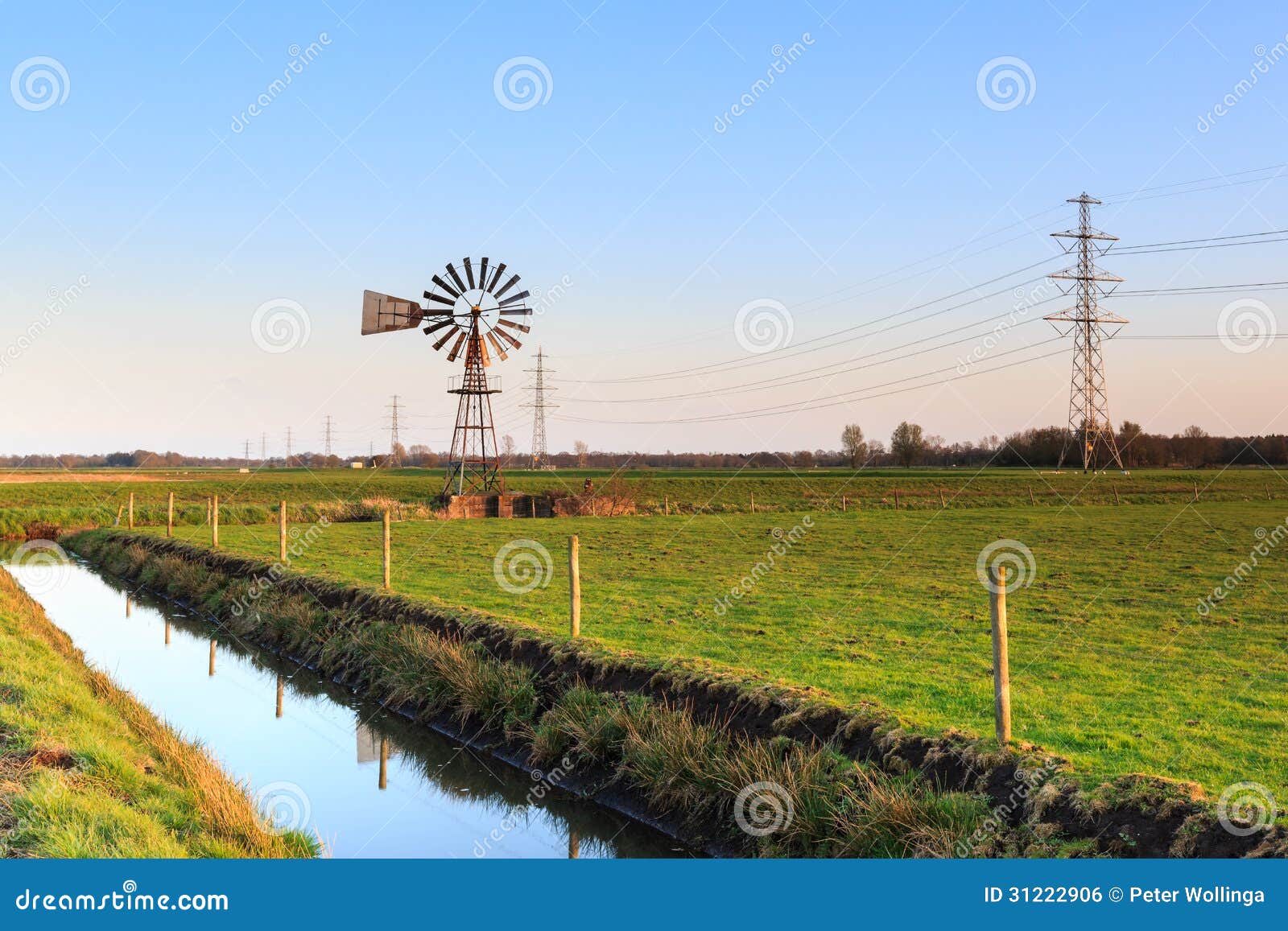 Water Windmill in a Dutch Landscape Stock Photo - Image of innovation ...