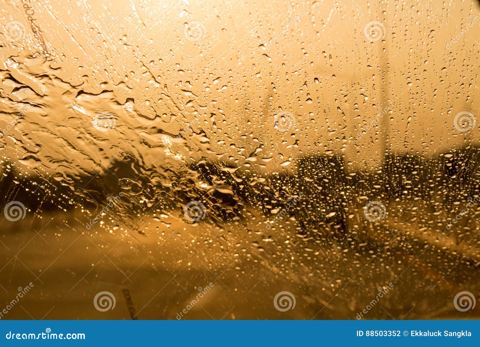 The Water on Windshield and Sunlight in Evening. Stock Photo - Image of ...