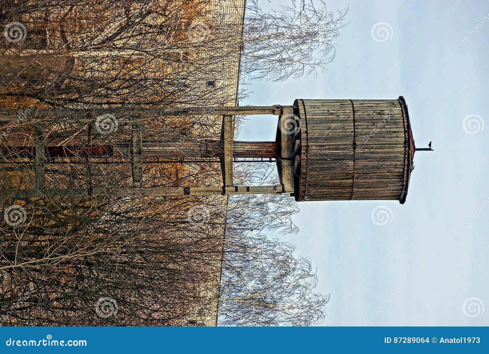 Water Wooden Tower among Trees Stock Photo - Image of storage, high ...