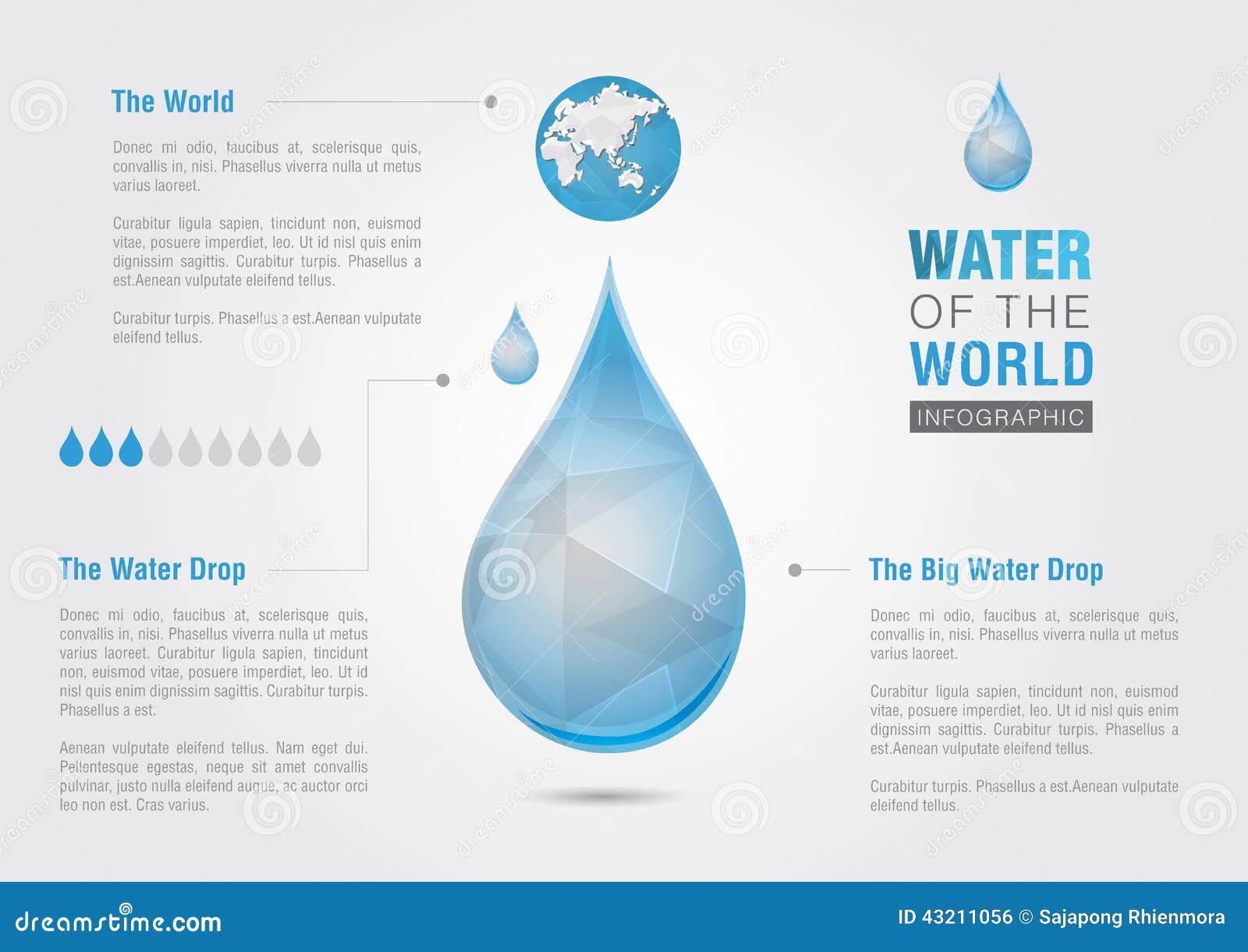 Water of the World. Info Graphic Water Drop with the World Stock Vector ...