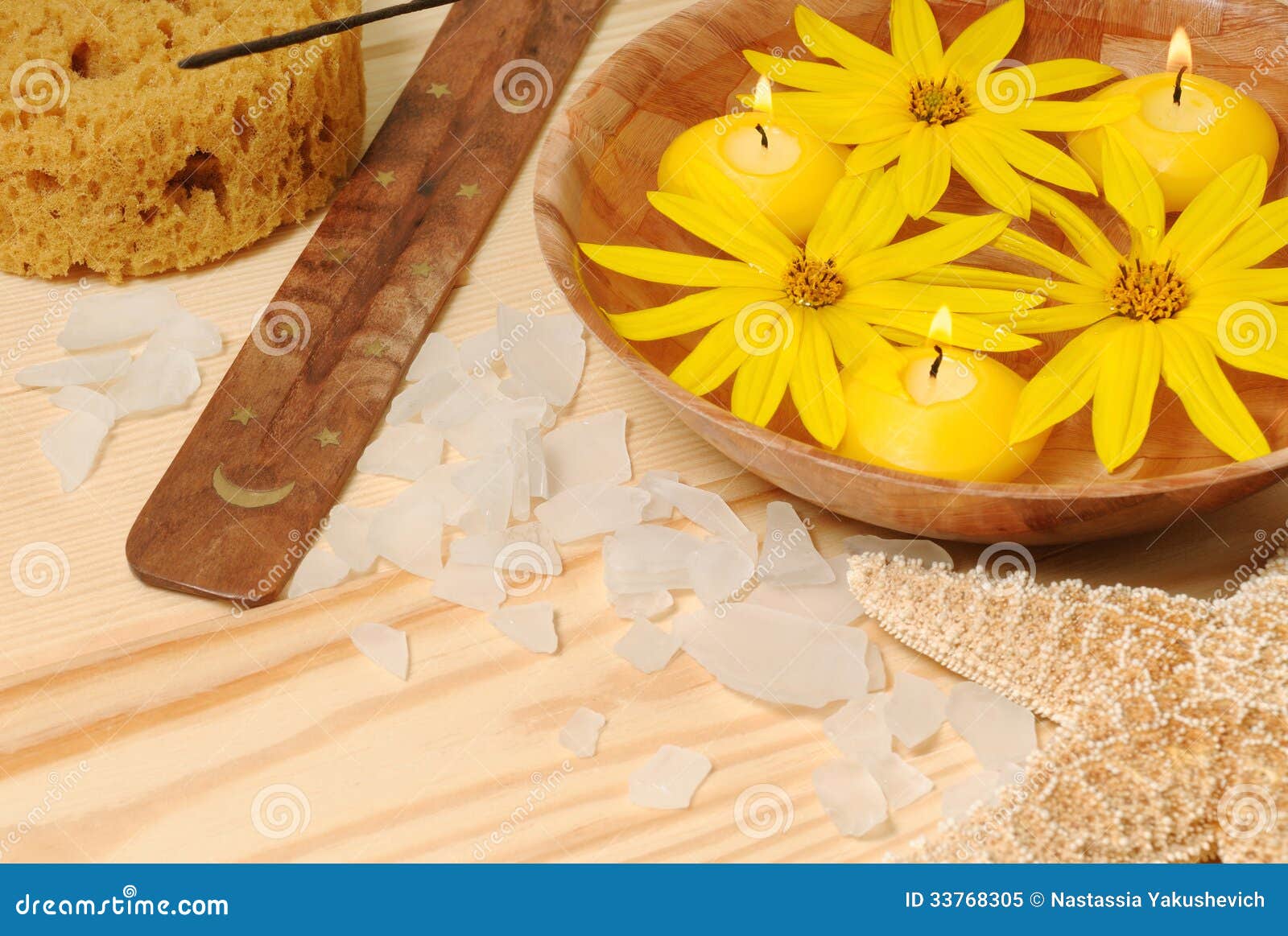 Water with Yellow Flowers for SPA Stock Image - Image of therapy ...