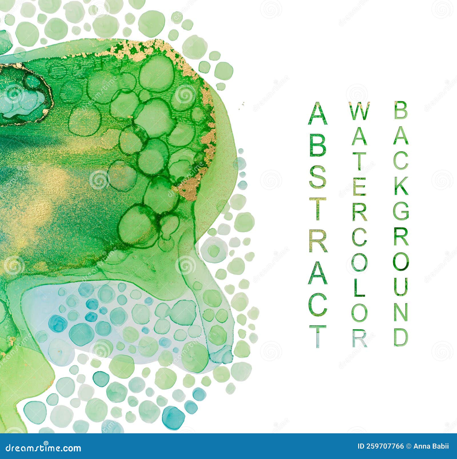Watercolor Abstract Background with Green and Gold Bubbles. Design ... Watercolor Abstract Background with Green and Gold Bubbles. Design ...