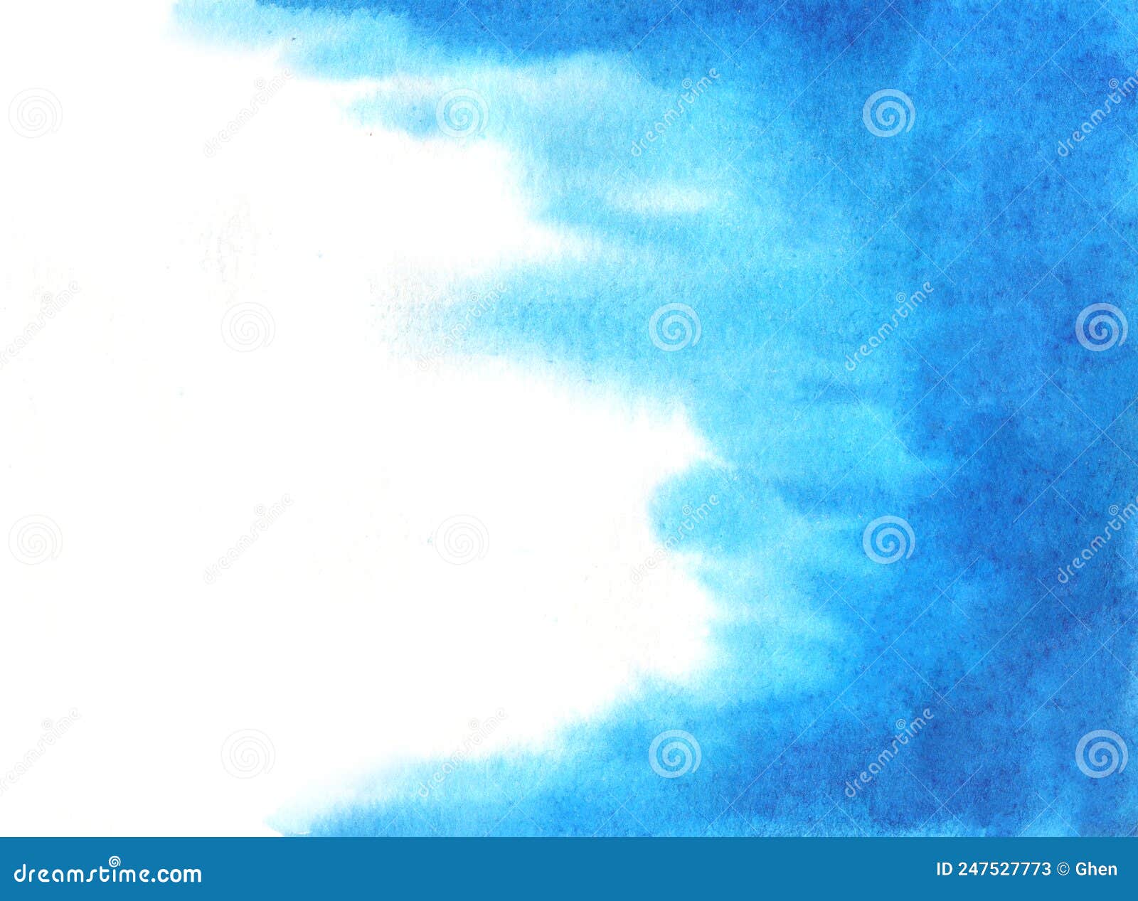 Watercolor Abstract Blue Background Color Splashes As Border on White ...