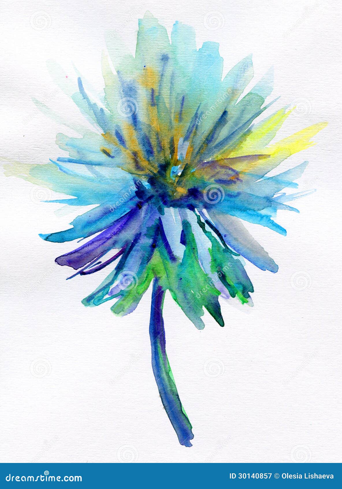 Blue watercolor flower stock illustration. Illustration of elegant ...