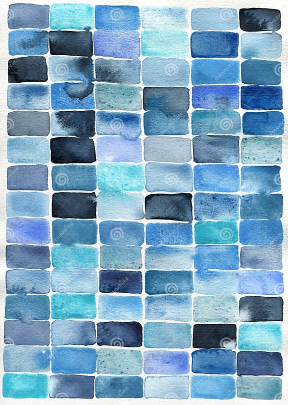 Watercolor Abstract Blue Rectangles Stock Illustration - Illustration ...