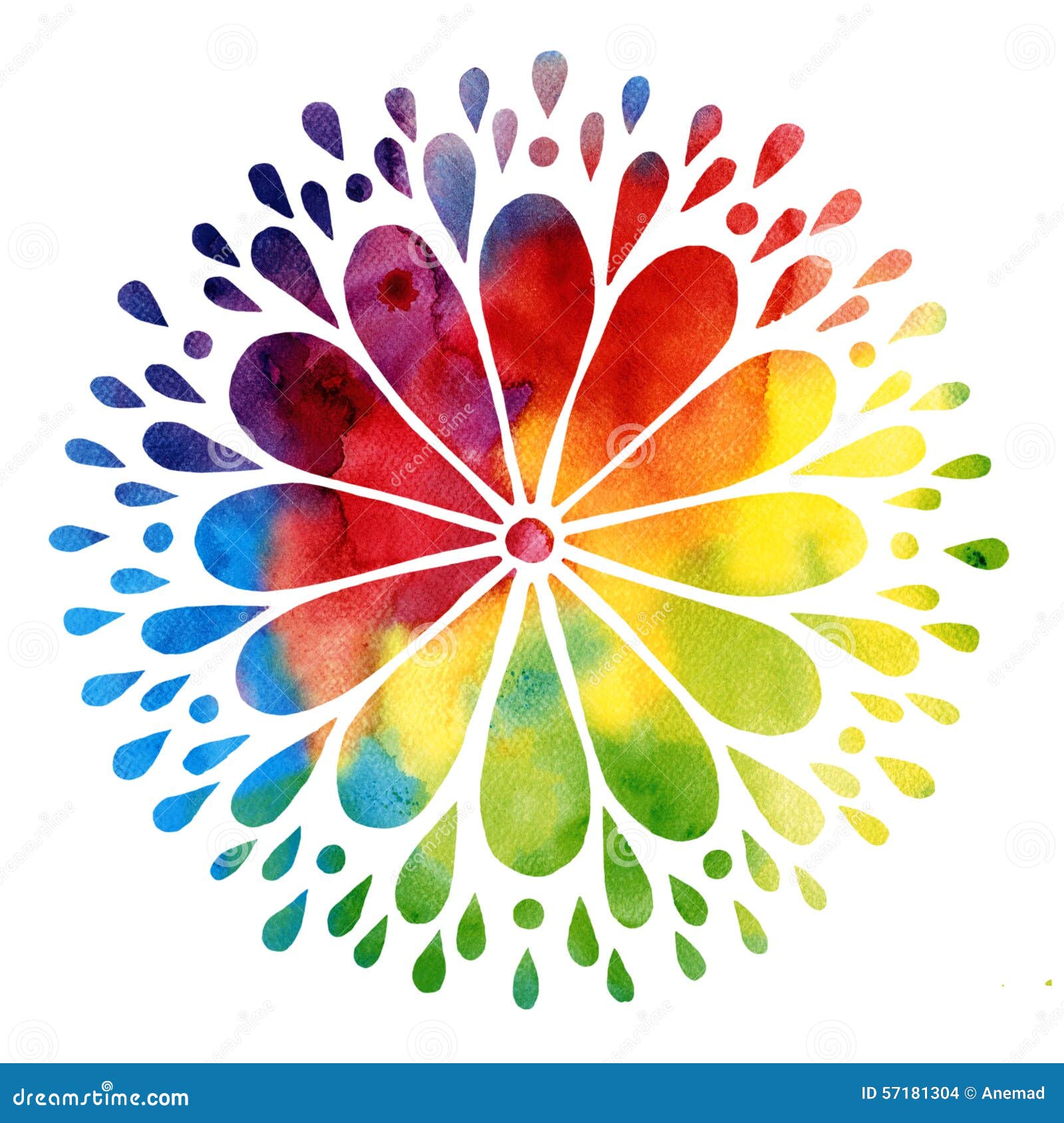 Watercolor Abstract Colorful Sun Stock Illustration - Illustration of ...