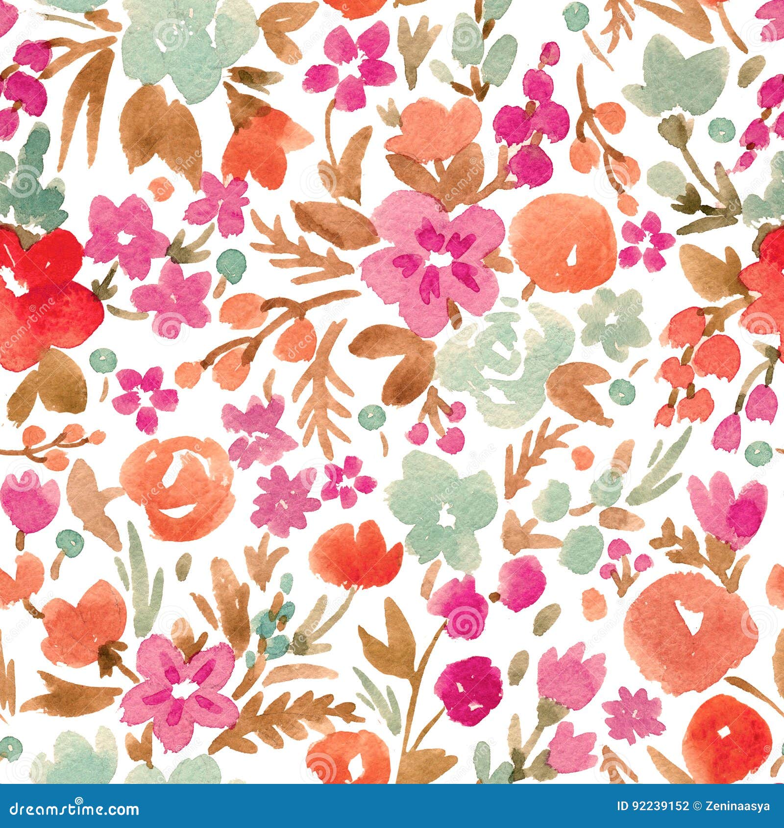 Watercolor Abstract Floral Pattern Stock Illustration - Illustration of ...