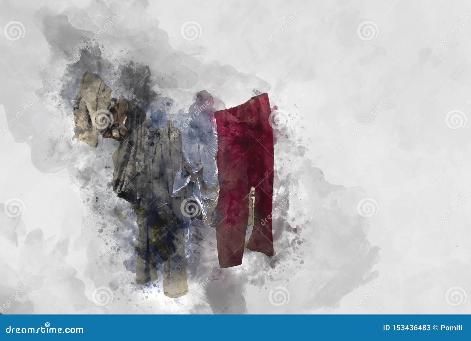 Watercolor Abstract Painting of Clothes , Digital Watercolor Painting ...