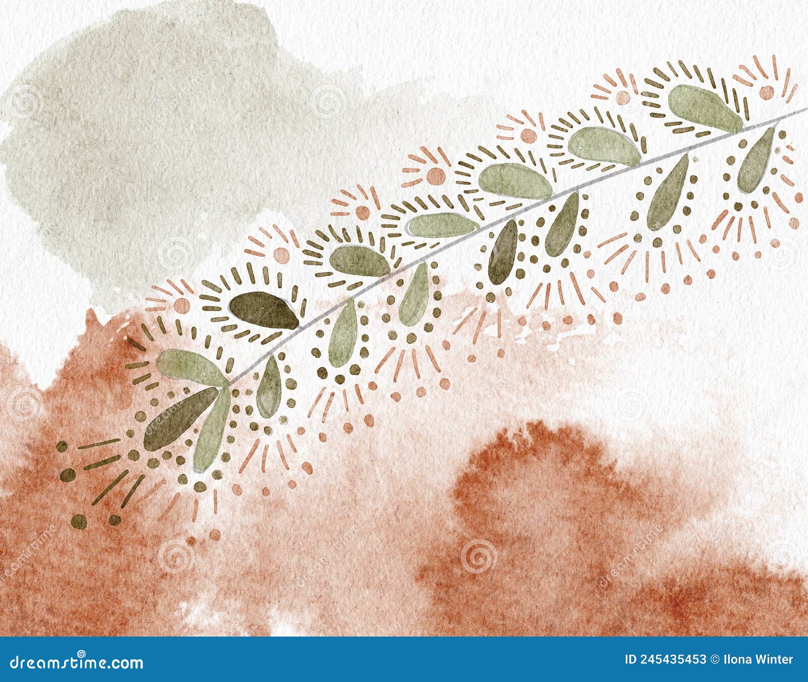 Watercolor Abstract Plant Background Illustration Stock Illustration ...