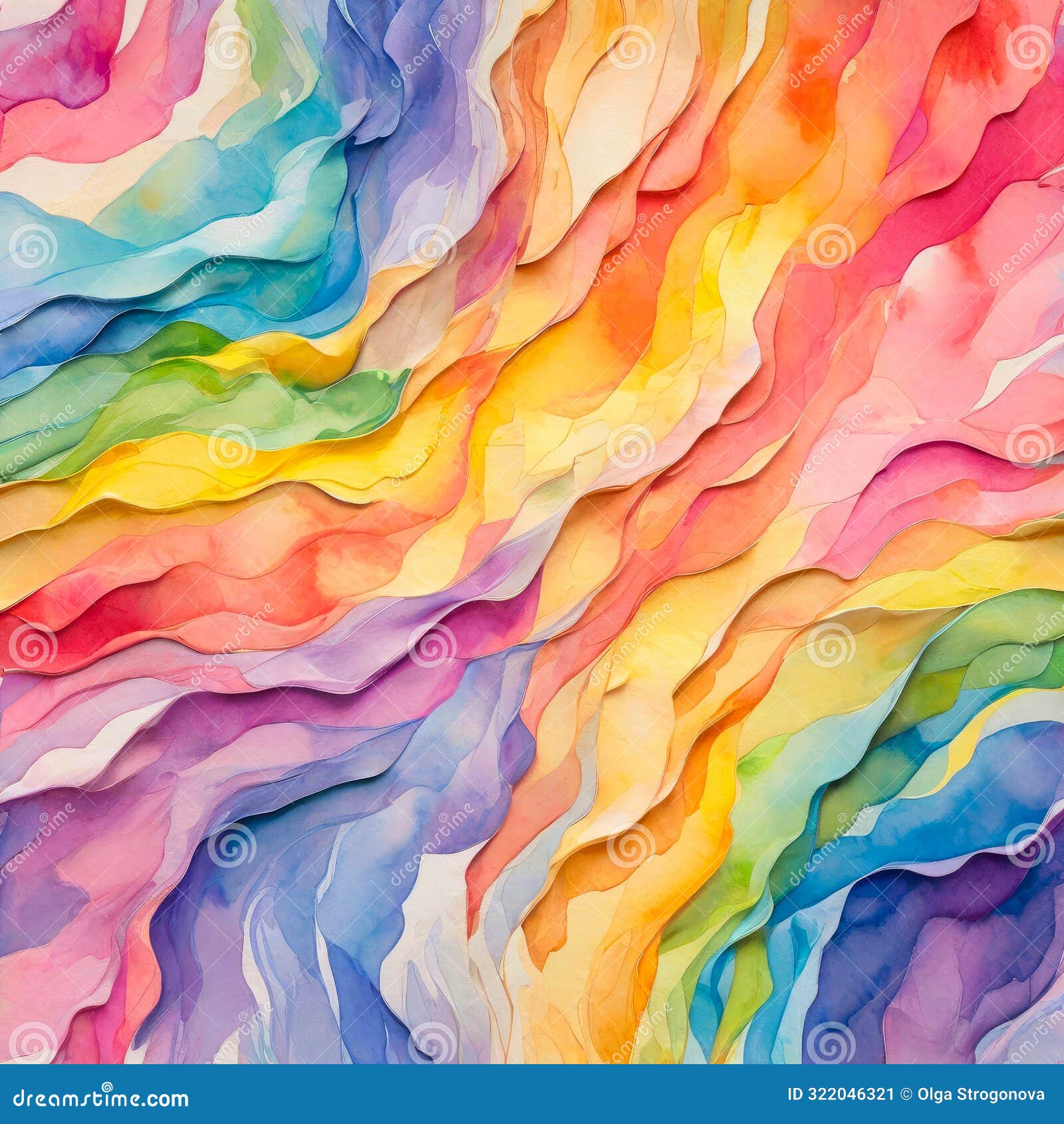 Watercolor Abstract Rainbow Background. Wavy Colorful Texture Stock ...
