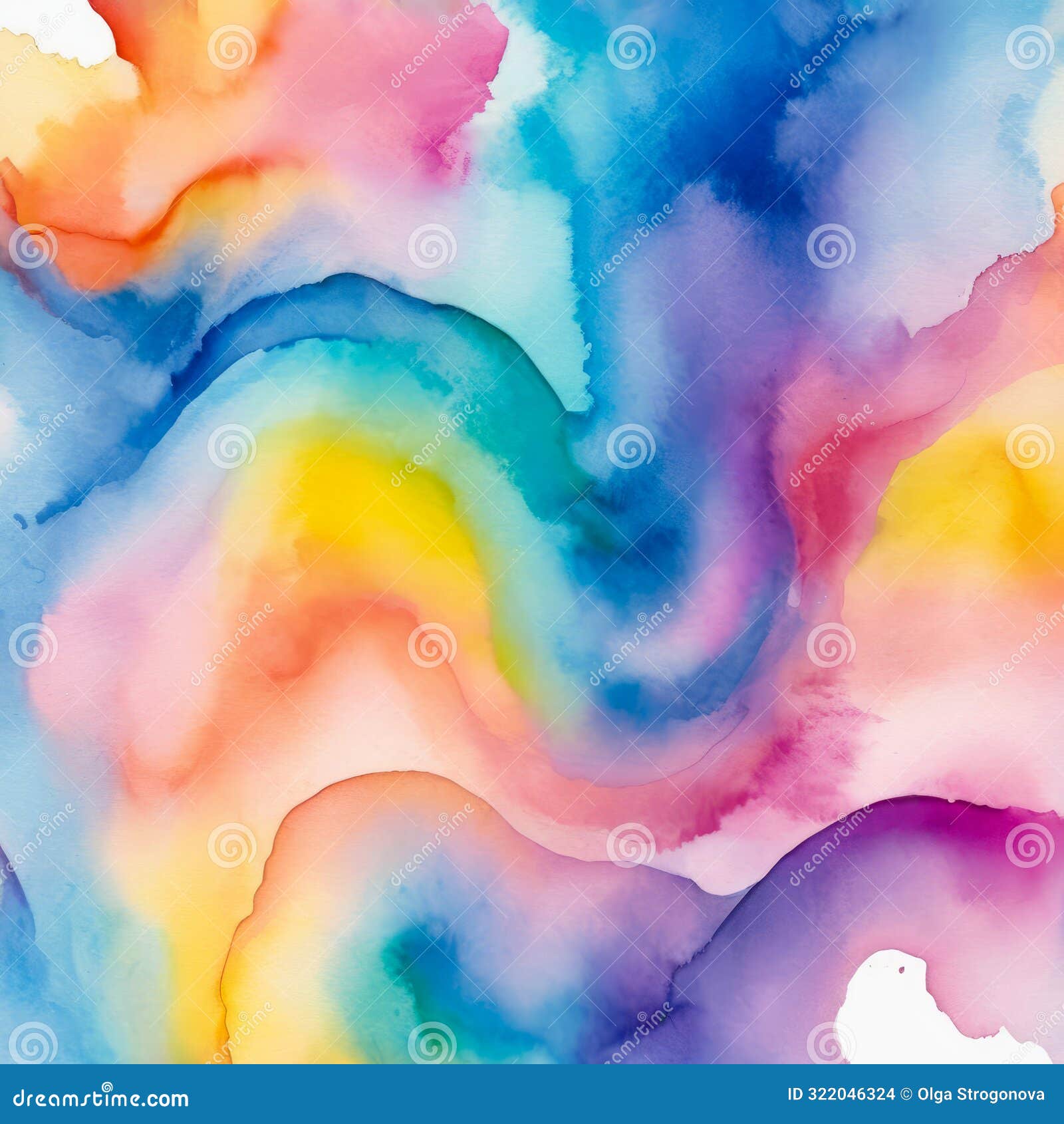 Watercolor Abstract Rainbow Background. Wavy Colorful Texture Stock ...