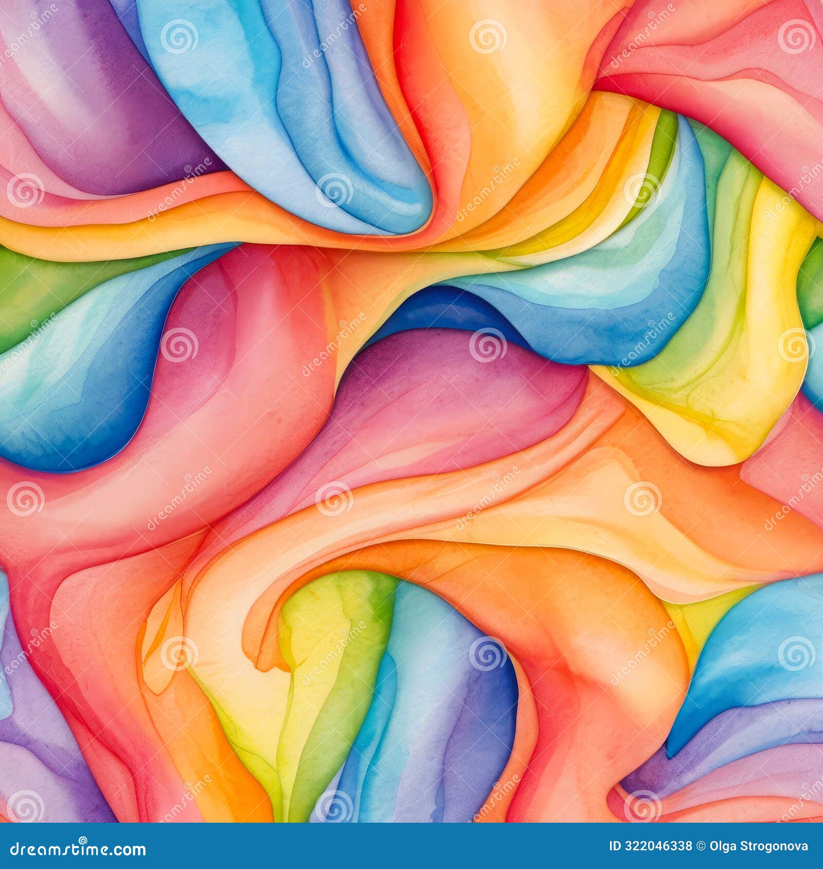 Watercolor Abstract Rainbow Background. Wavy Colorful Texture Stock ...