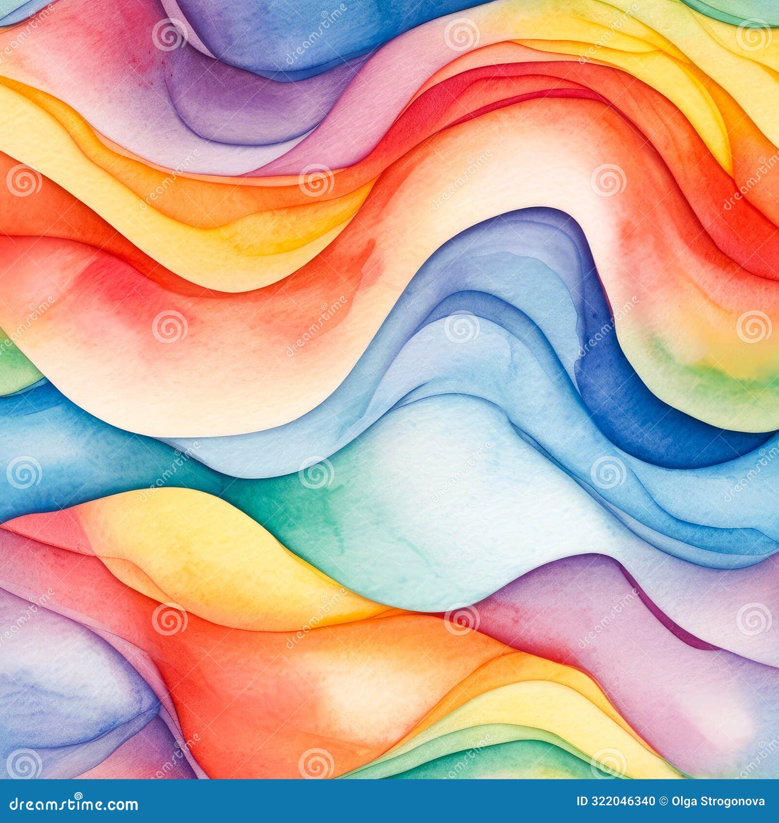 Watercolor Abstract Rainbow Background. Wavy Colorful Texture Stock ...