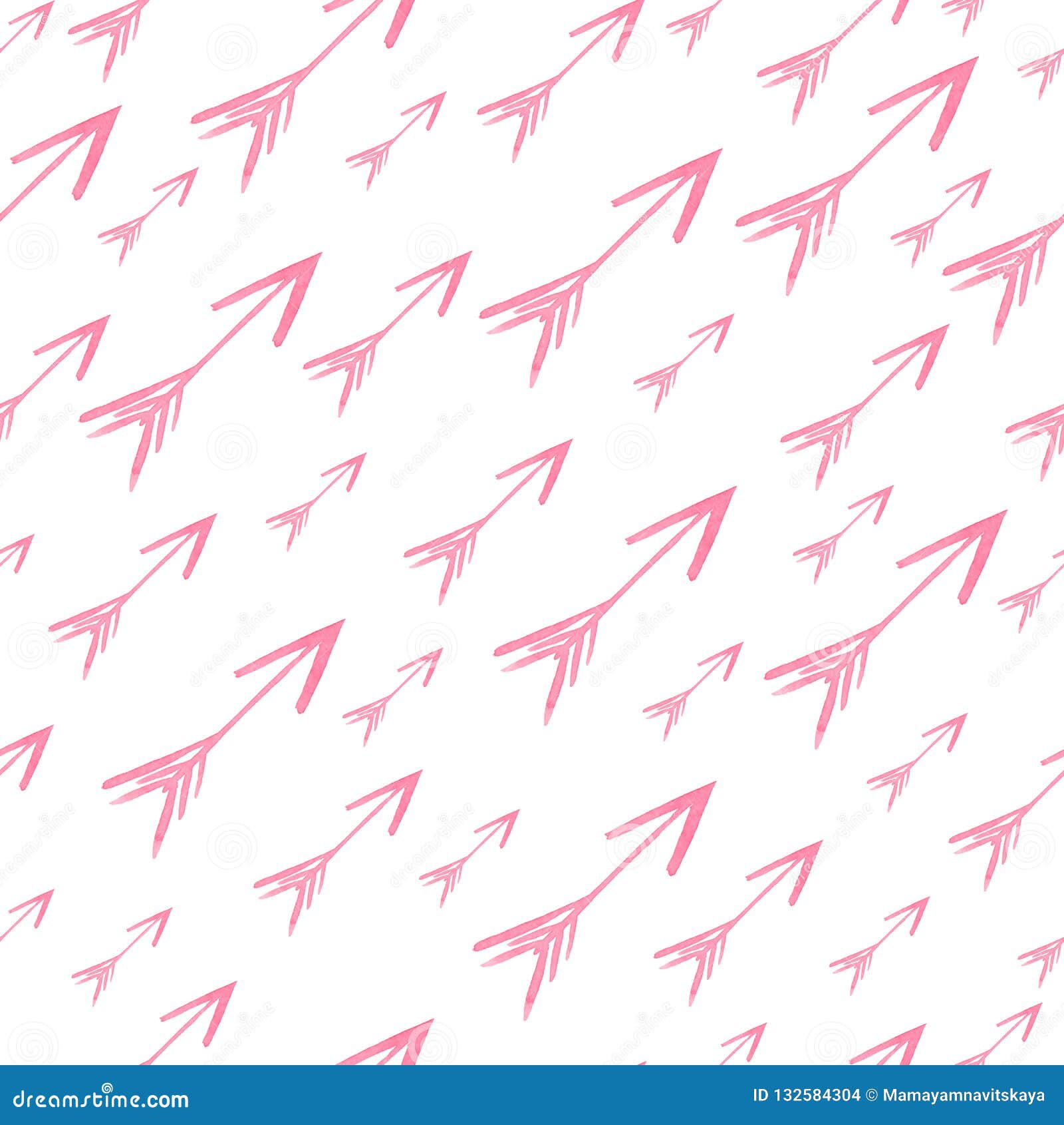 Watercolor Abstract Seamless Pink Arrow Pattern. Ideal for Backgrounds ...