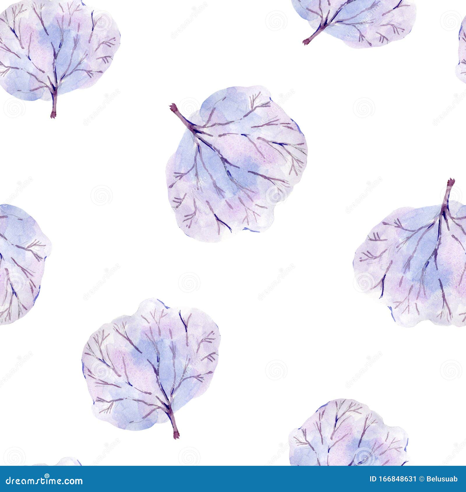 Watercolor Abstract Seamless Pattern of Winter Trees. Natural Texture ...